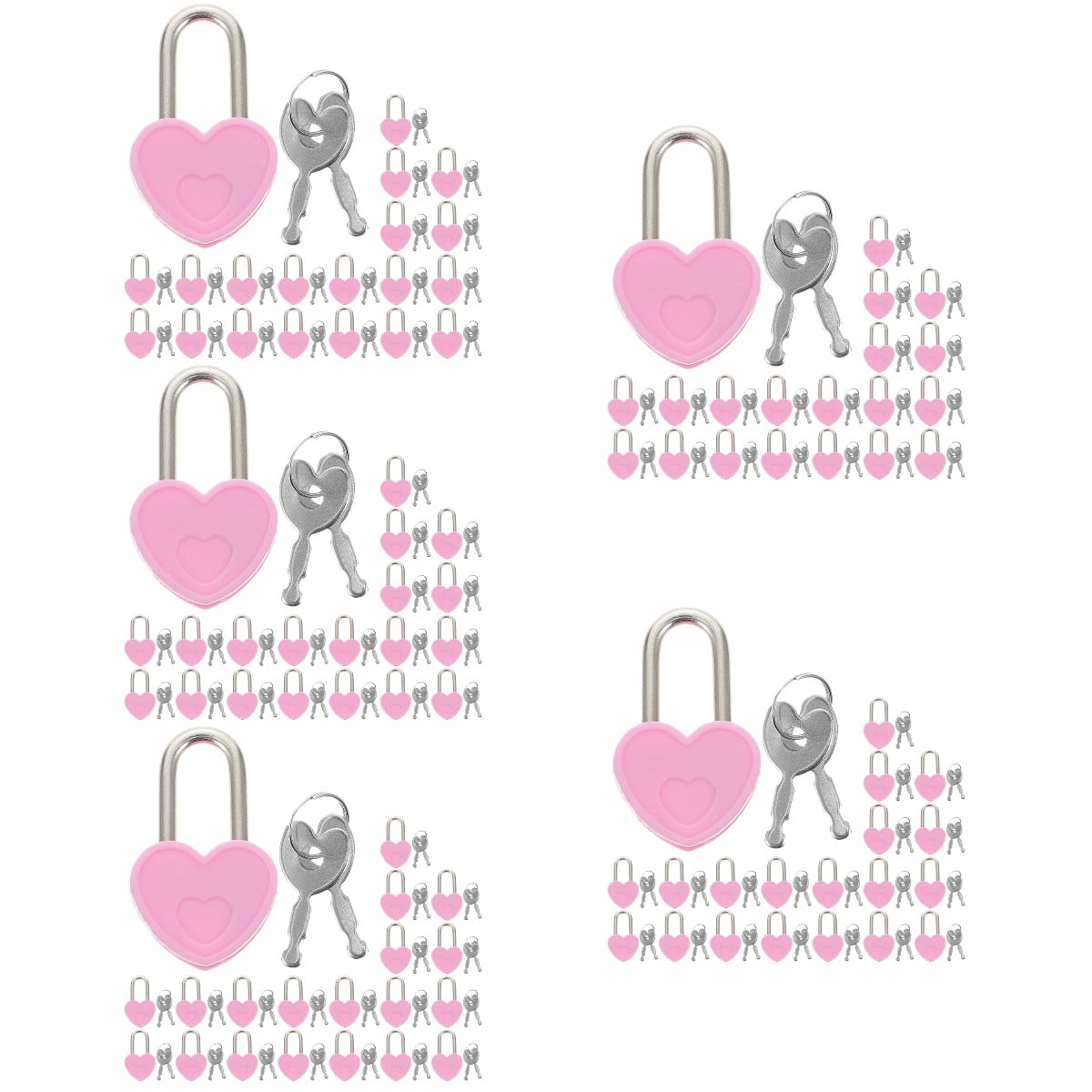 100 Sets Diary Lock Mini Suitcase Locks with Keys Heart Shaped Gifts ...