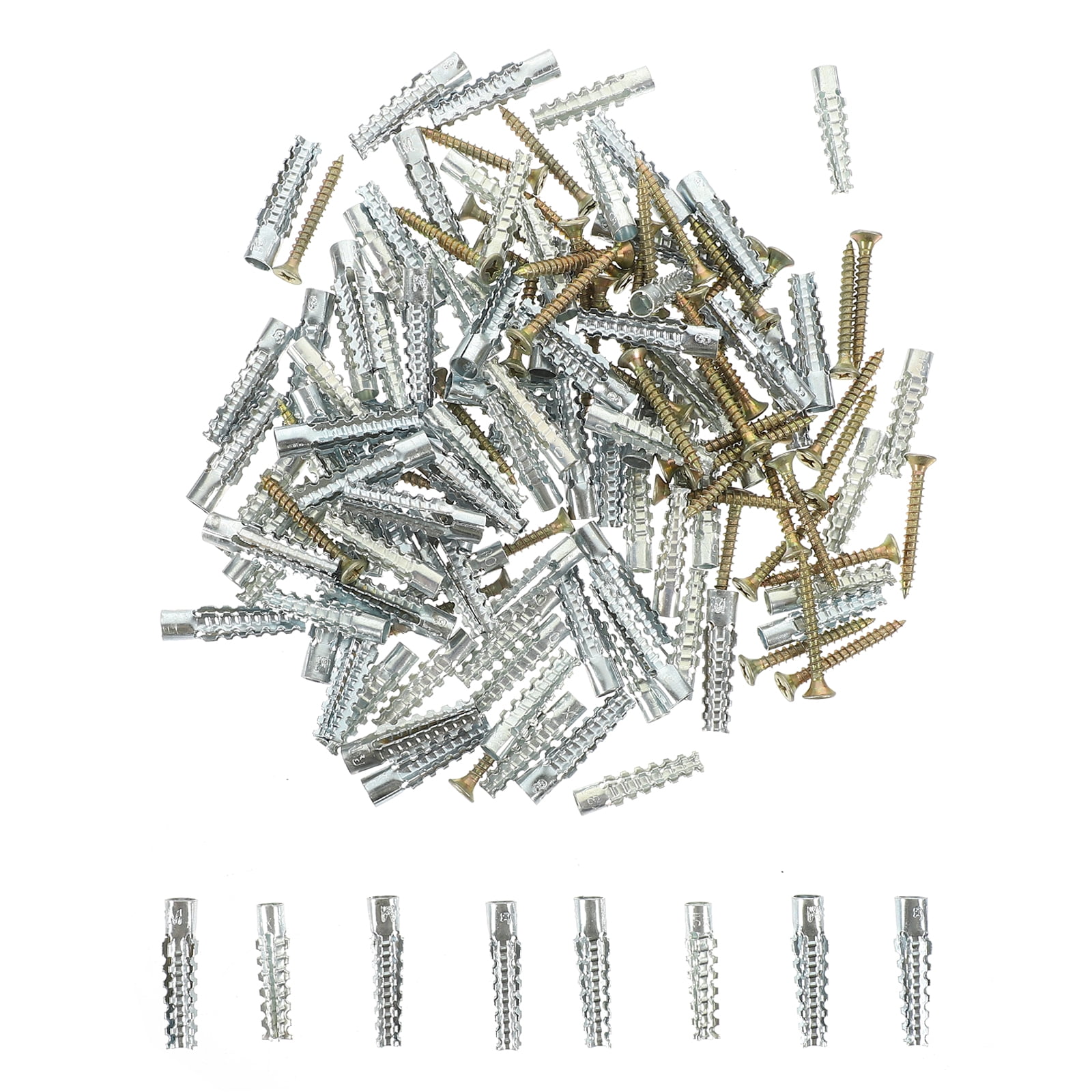 100 Sets Heavy Duty Steel Wall Anchors with Screws for Drywall Hollow ...