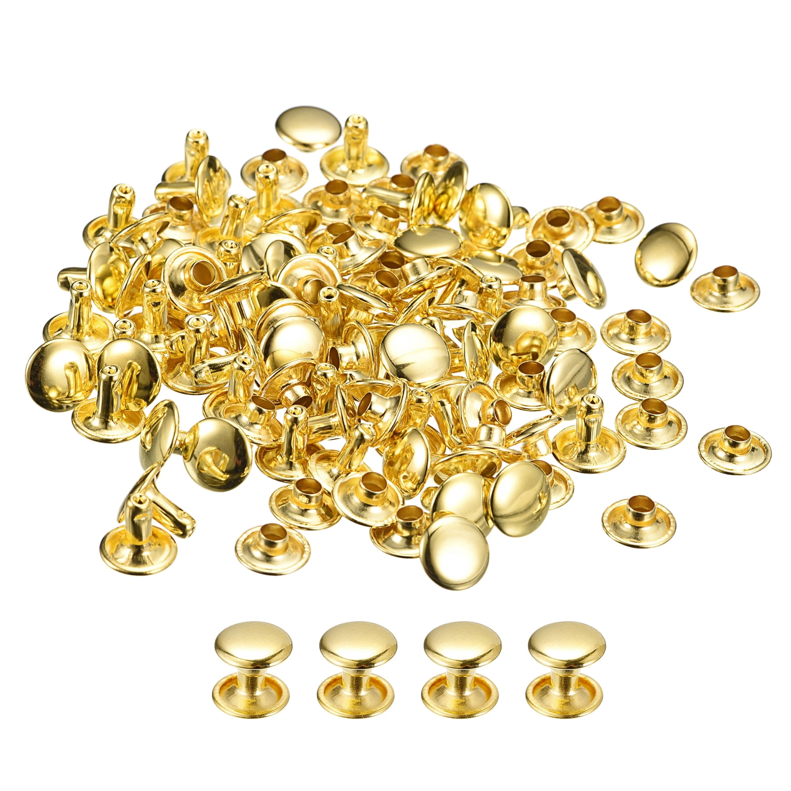 100 Sets Leather Rivets 12x10mm Double Cap Rivets Gold Tone - Walmart.com