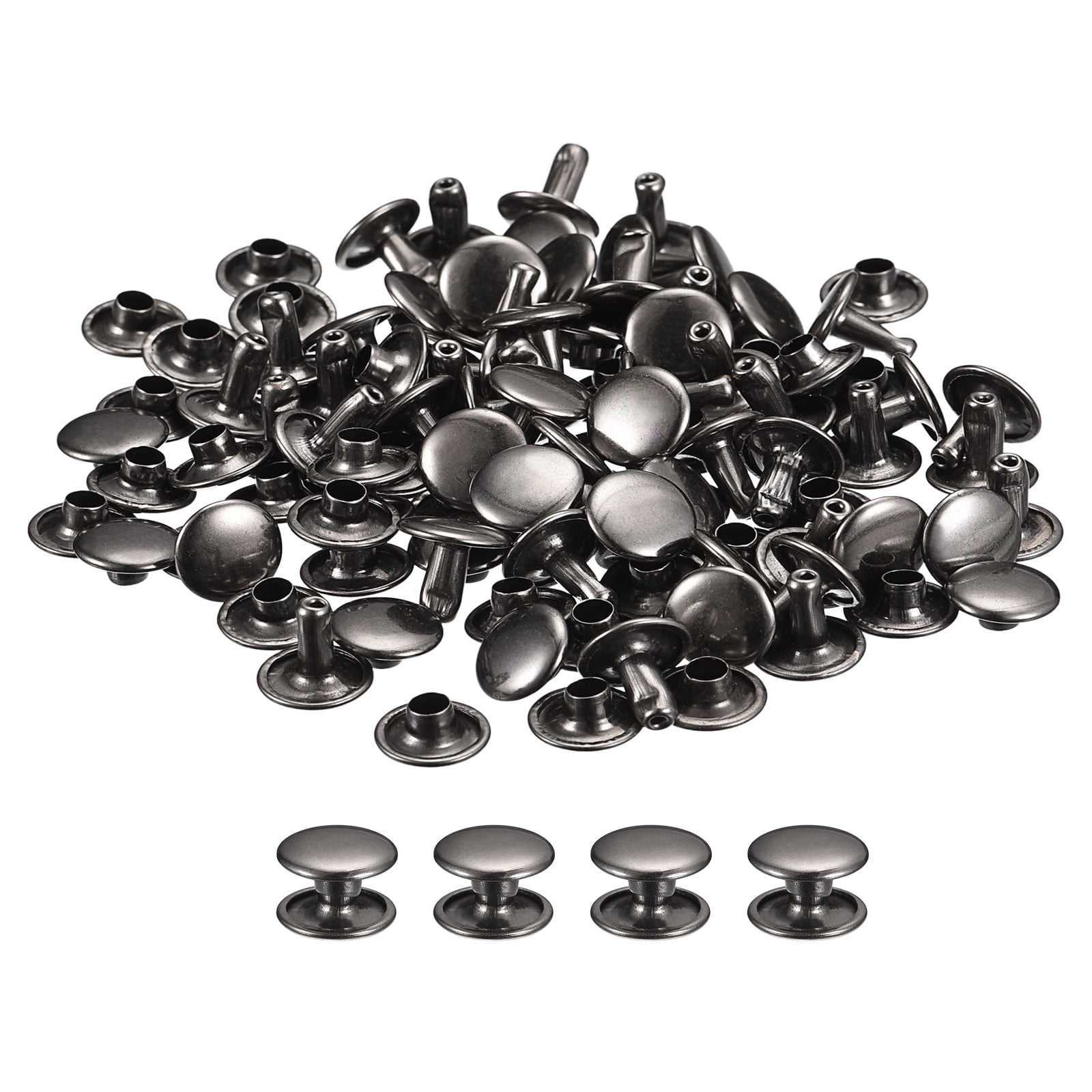 100 Sets Leather Rivets 12x8mm Double Cap Rivets Gun-black - Walmart.com