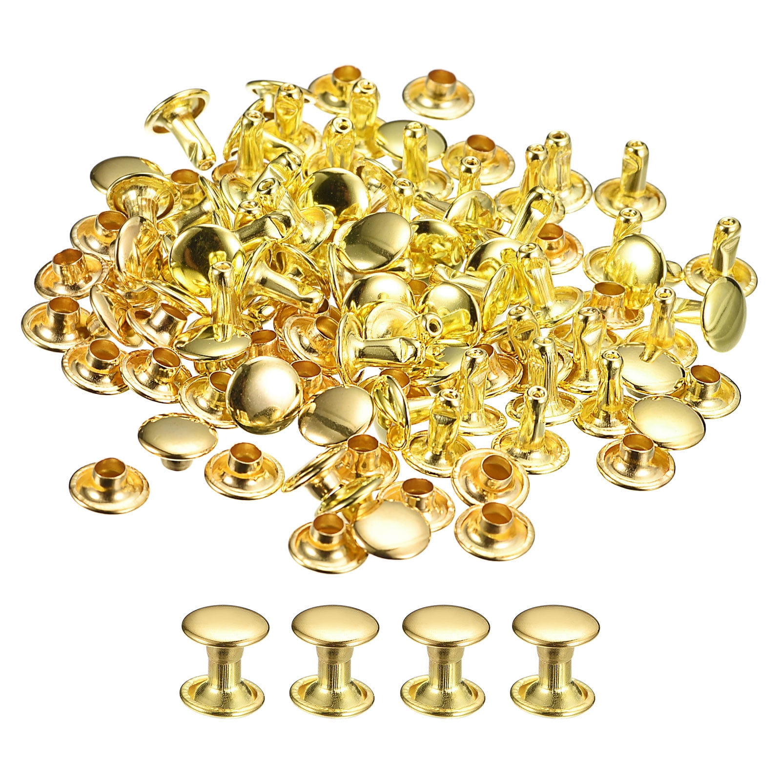 100 Sets Leather Rivets 6x6mm Double Cap Rivets Gold Tone - Walmart.com