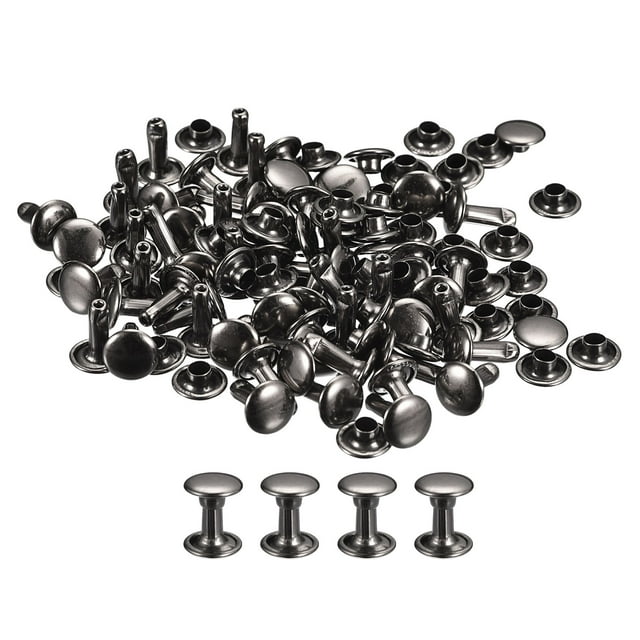 100 Sets Leather Rivets 8mm Double Cap Rivets 10mm Height Metal Studs ...