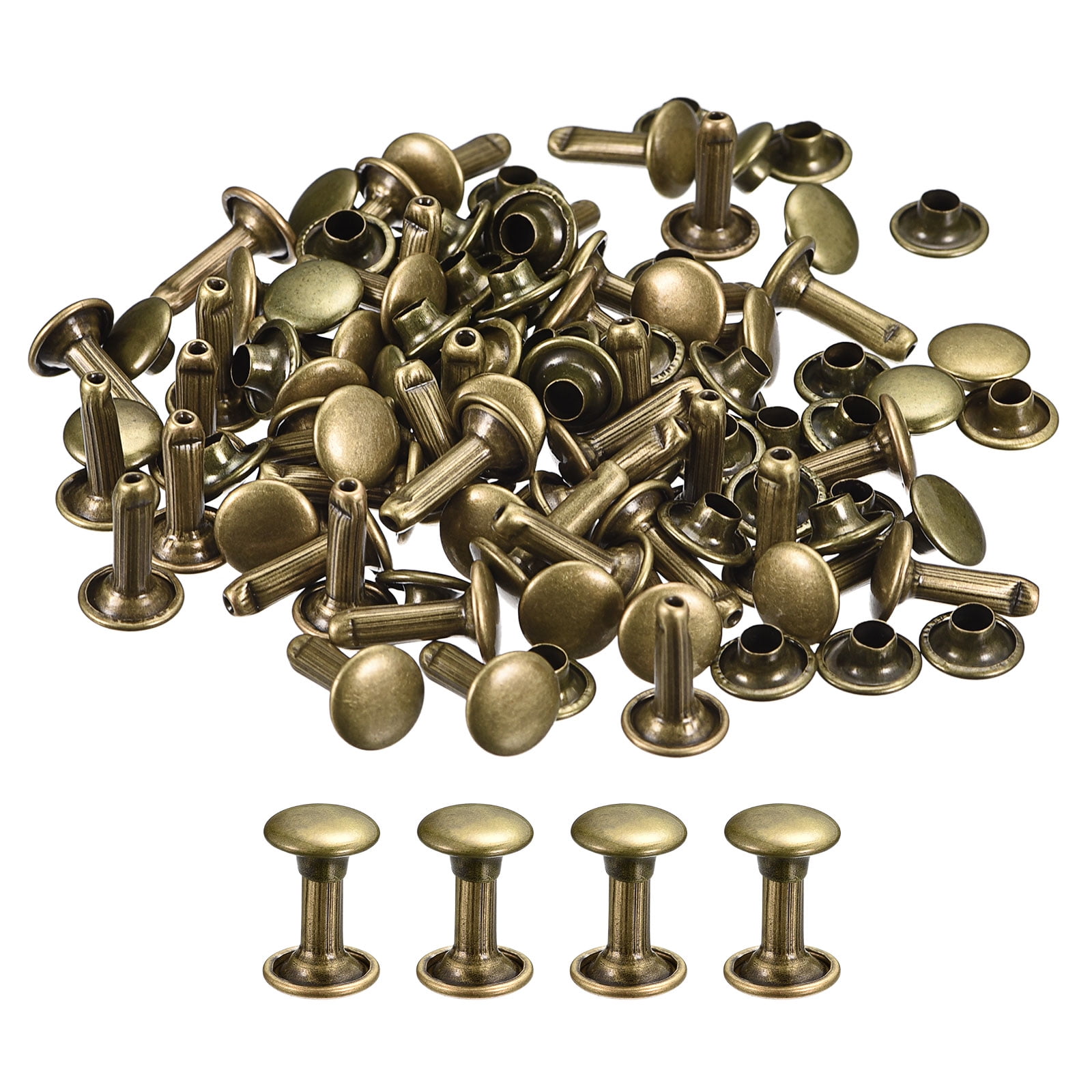 100 Sets Leather Rivets 8mm Double Cap Rivets 12mm Height Metal Studs ...