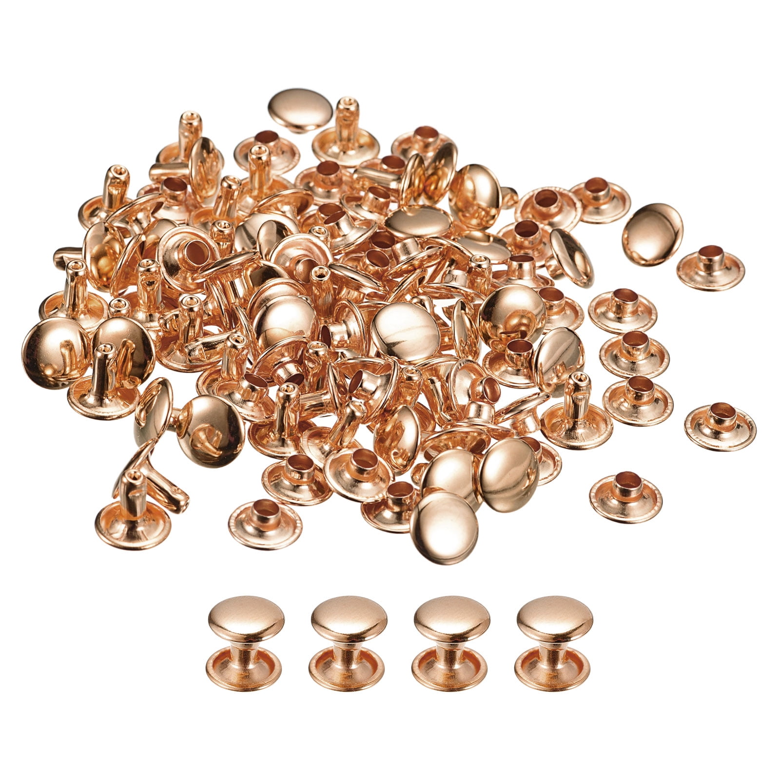100 Sets Leather Rivets 9x8mm Double Cap Rivets Light Gold - Walmart ...