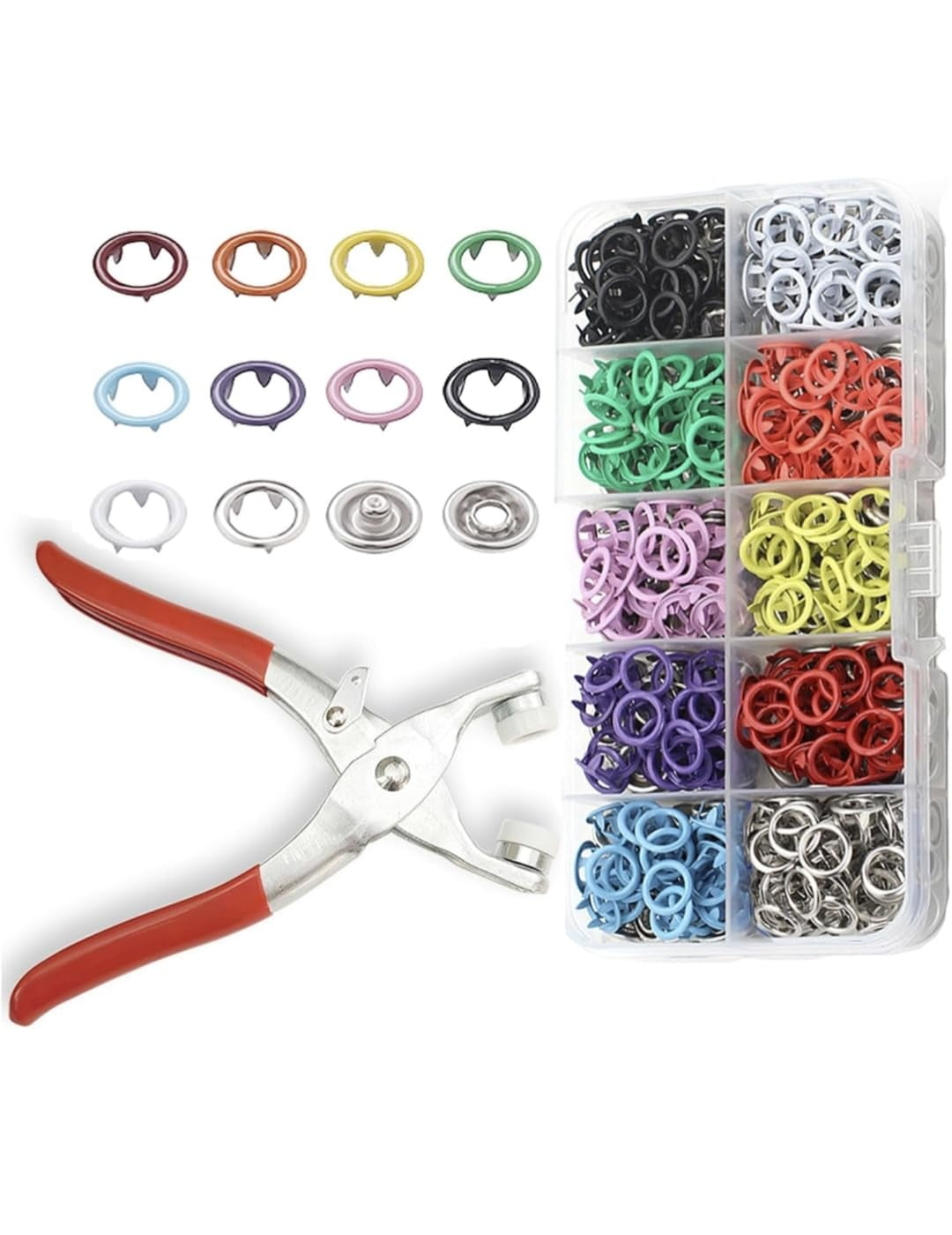 100 Sets Metal Snaps Buttons with Fastener Pliers Press Tool Kit Snaps ...