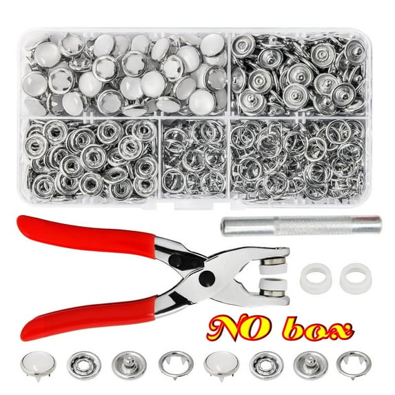 100 Sets Metal Snaps Buttons with Fastener Pliers Press Tool Kit Snaps ...