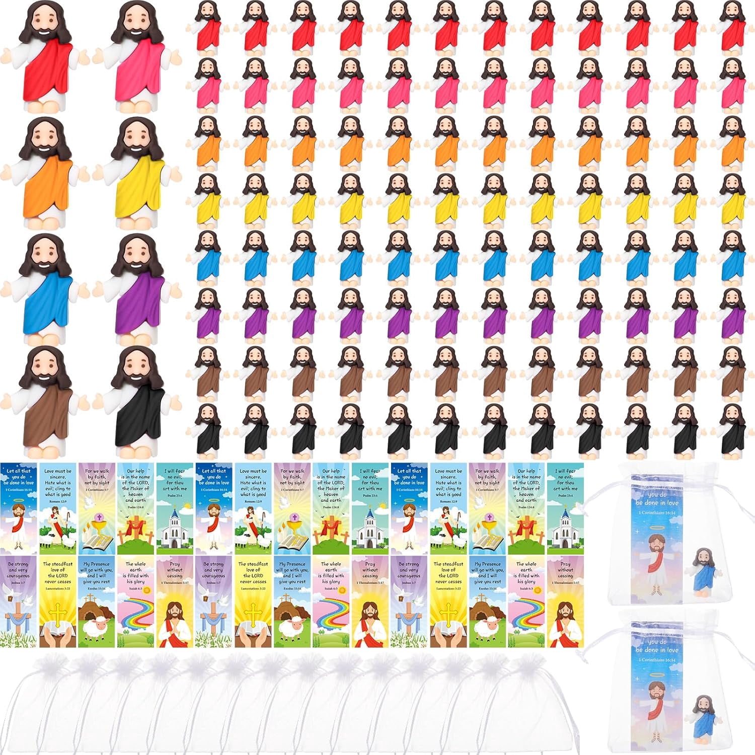 100 Sets Mini Figurines Little Figures Christ Savior Doll with Cards ...