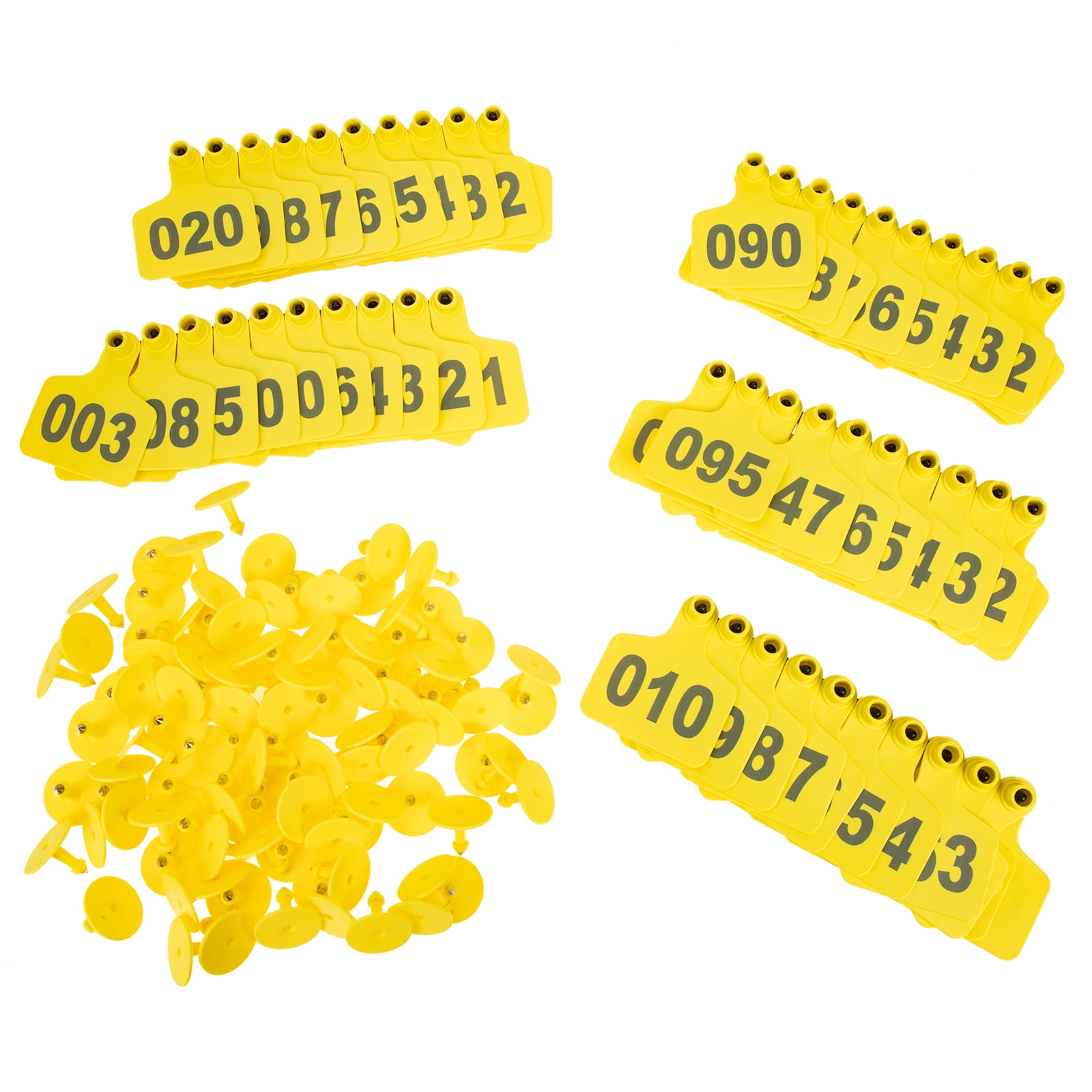 100 Sets Number Cattle Ear Tag Sheep Tags Animal Rabbit Yellow ...