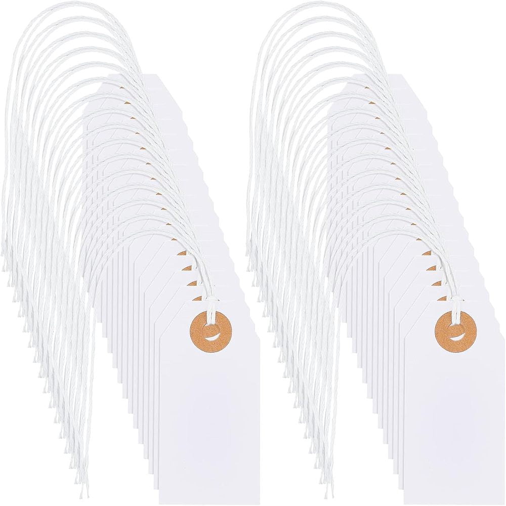 100 Sets Paper Price Tags with String 2.7x1.4 Shipping Label Tags ...