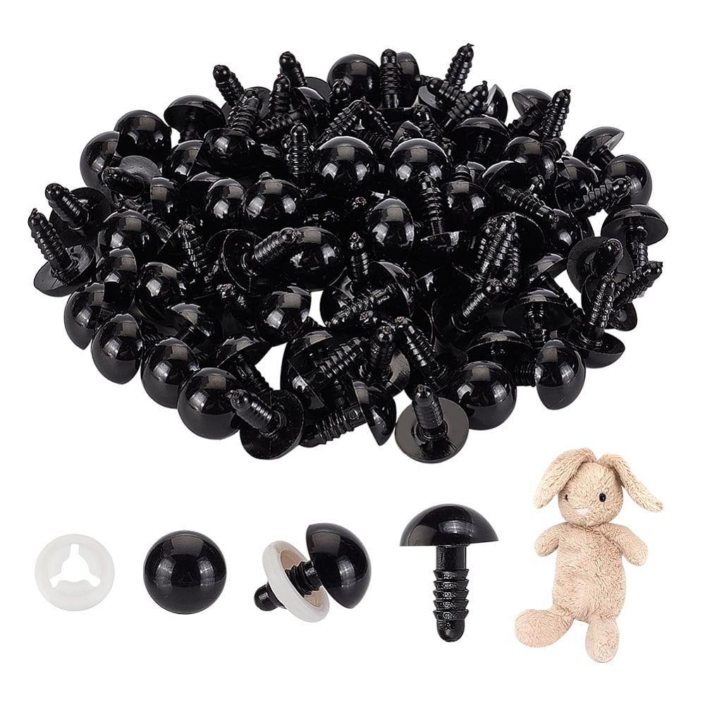 100 Sets Plastic Craft Eyes 15mm/0.59 inch Black Half Round Safety Eyes ...