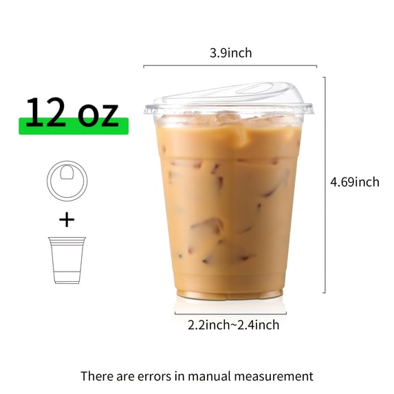 100 Sets of Plastic Cups with Lids, Frozen Cold Drink Storage ...
