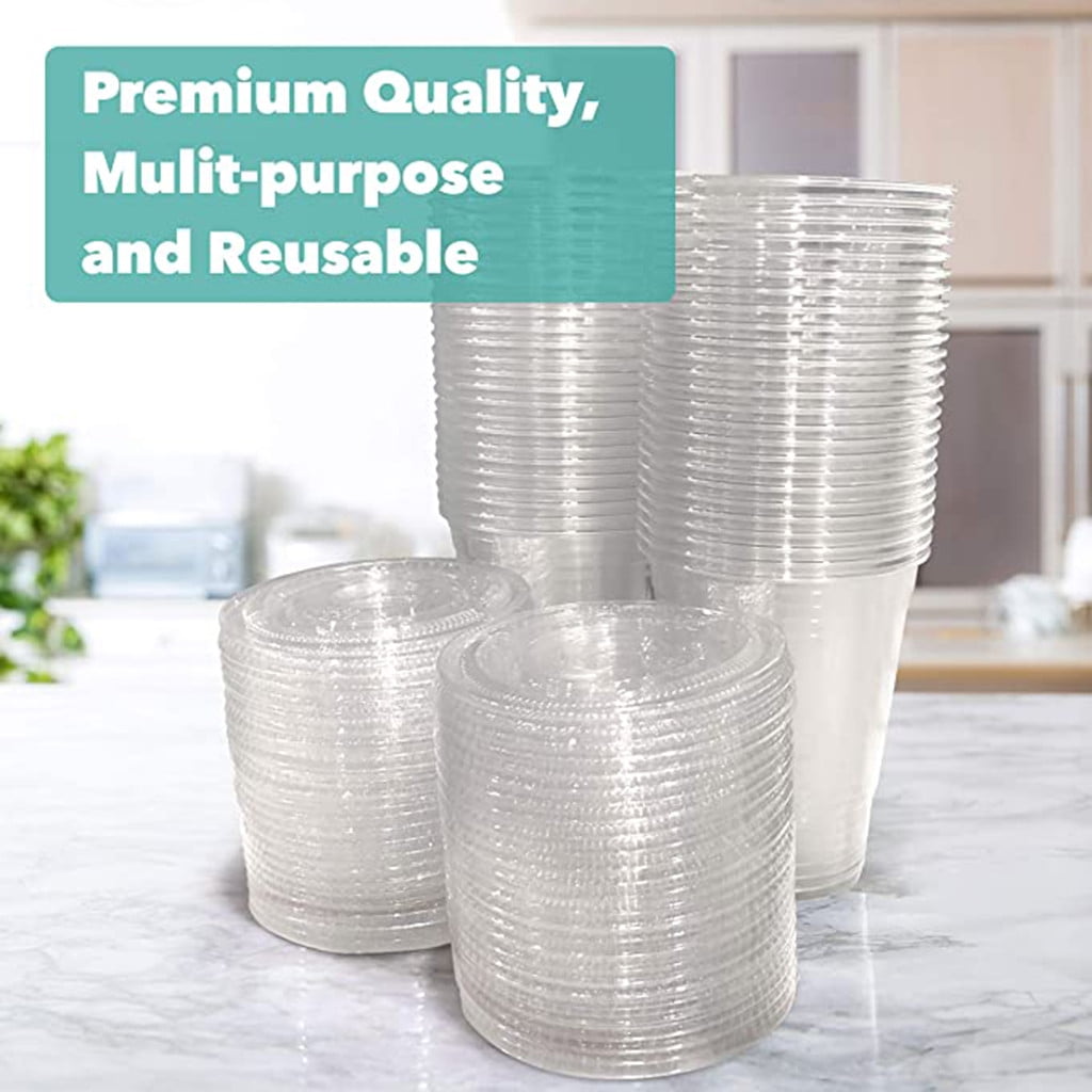 100 Sets Plastic Cups With Dome Lids for Iced Cold Drink Coffee Tea ...
