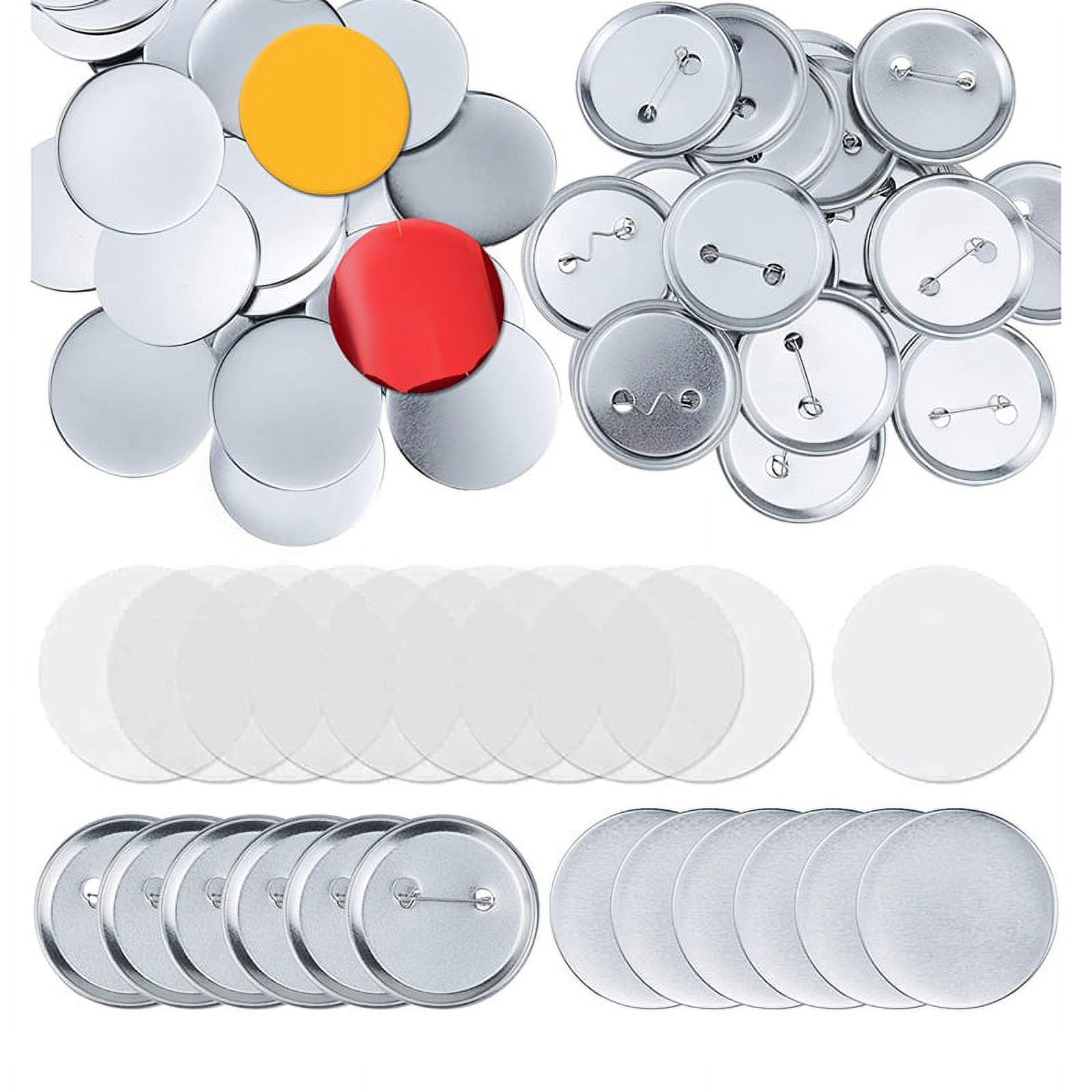 100 Sets Round Button Parts Blank Making Supplies 58mm Metal Badge Kits ...
