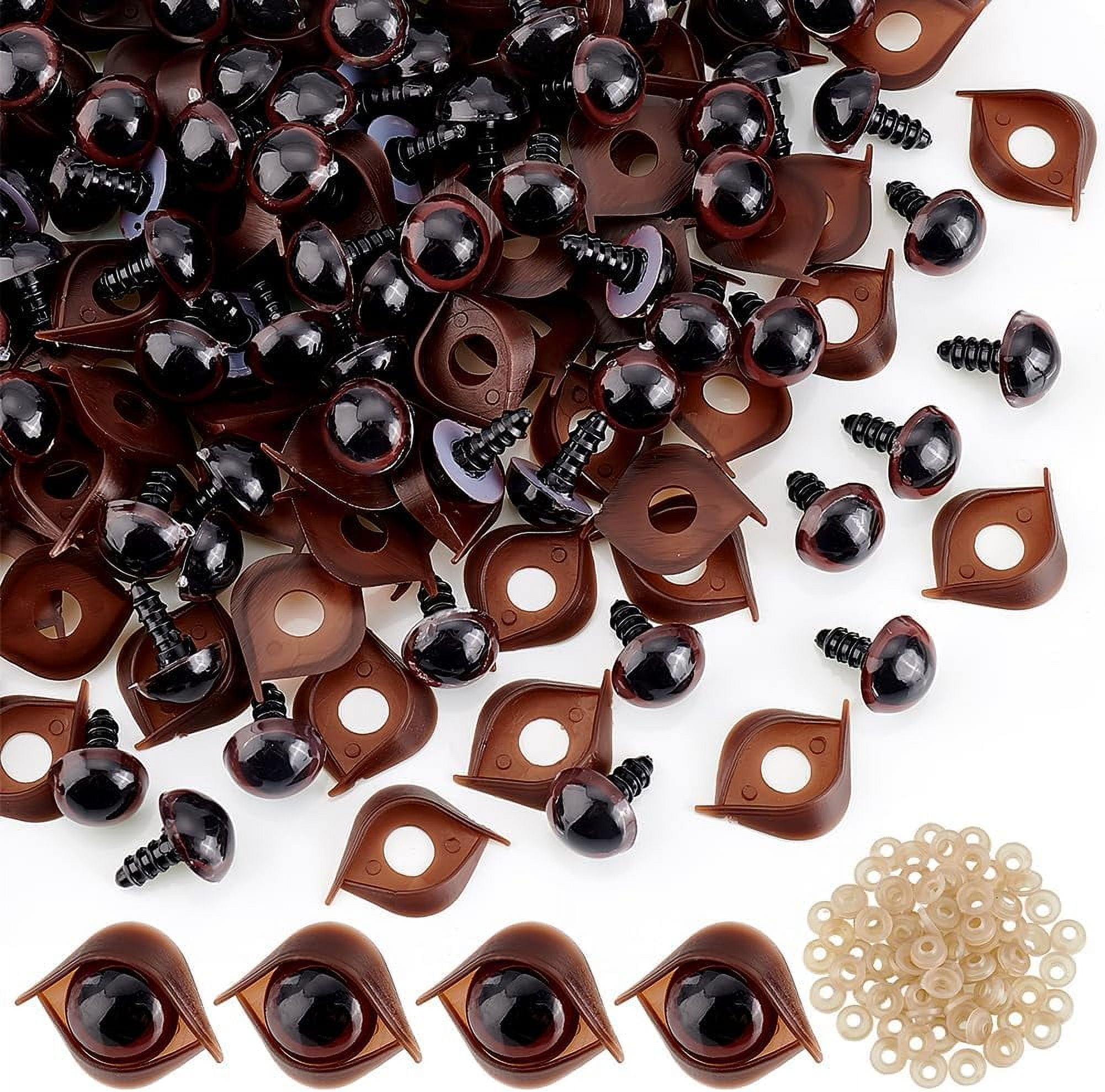 100 Sets Safety Eyes Craft Eyes with Eyelid Buckles Stuffed Animal Eyes ...