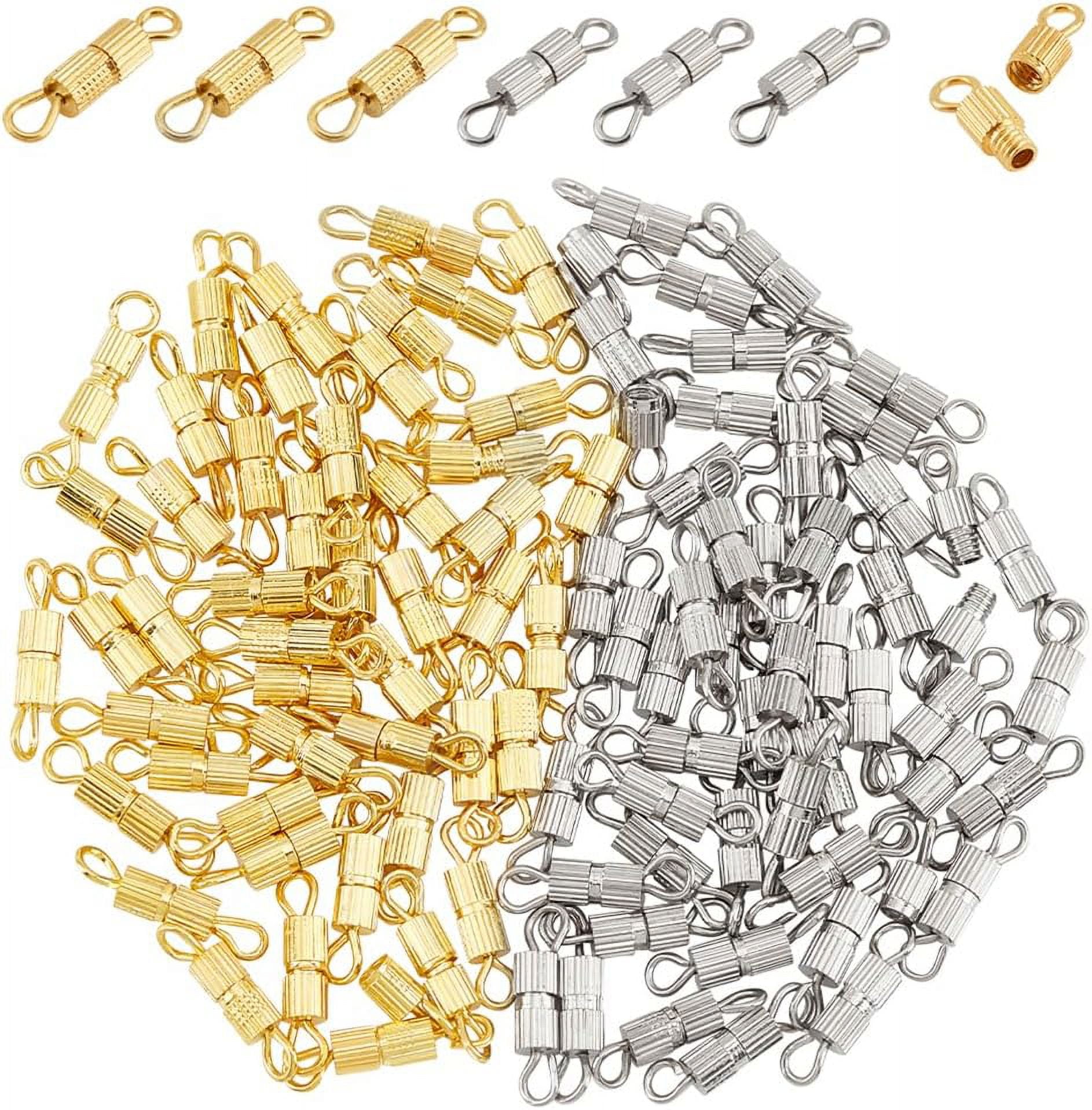 100 Sets Screw Twist Clasps, Brass Screw Clasps Column Barrel Screw ...
