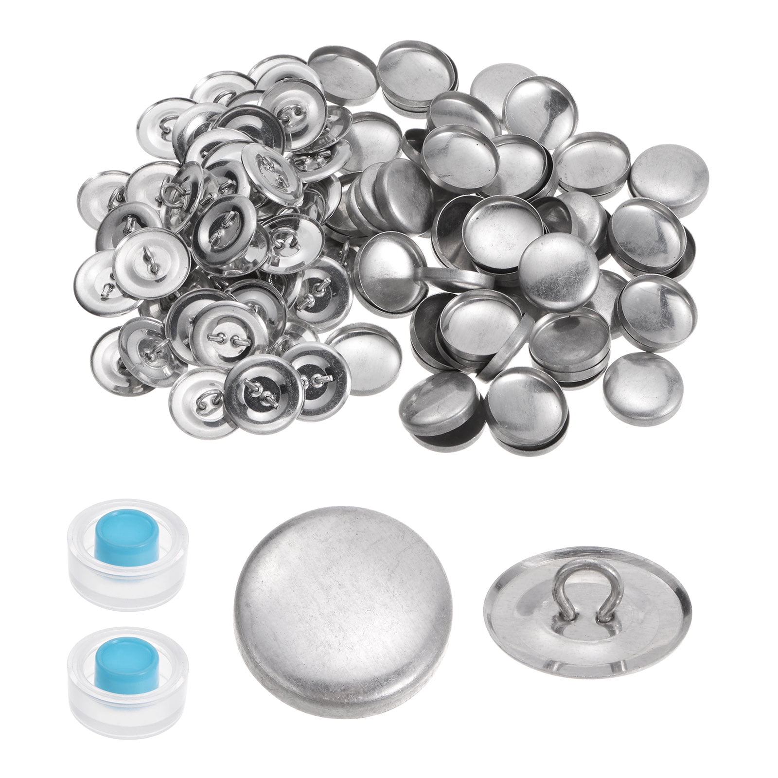 100 Sets Self Cover Button Kit 19mm Metal Aluminum Button with 2 Tools ...