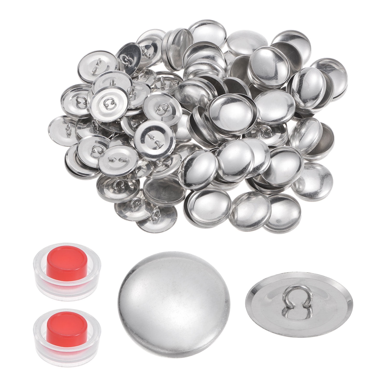 100 Sets Self Cover Button Kit 23mm Metal Aluminum Button with 2 Tools ...