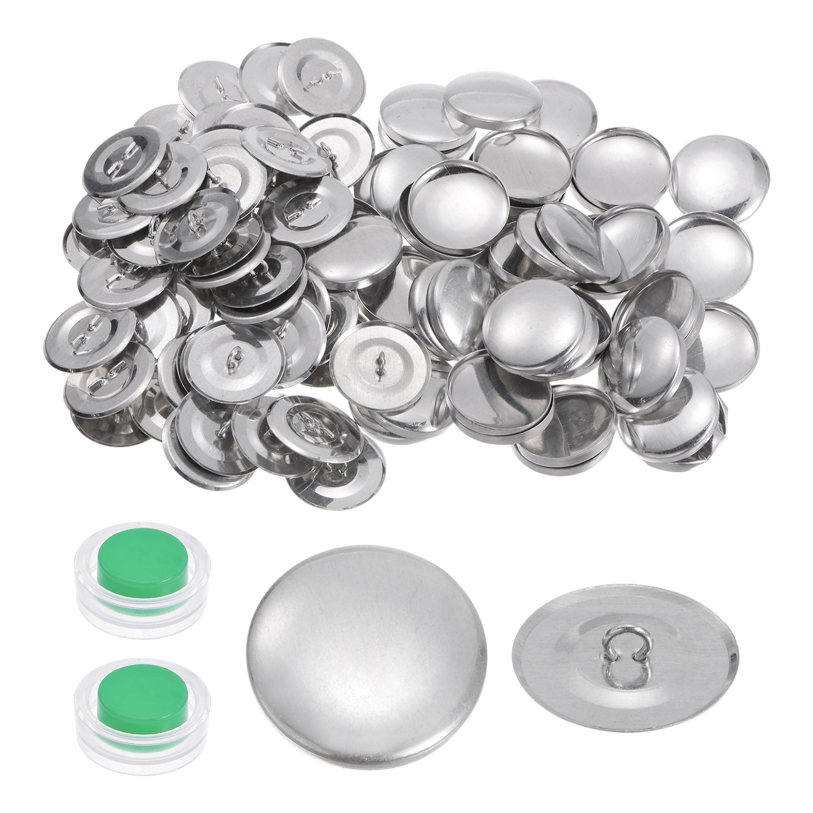 100 Sets Self Cover Button Kit 28mm Metal Aluminum Button with 2 Tools ...