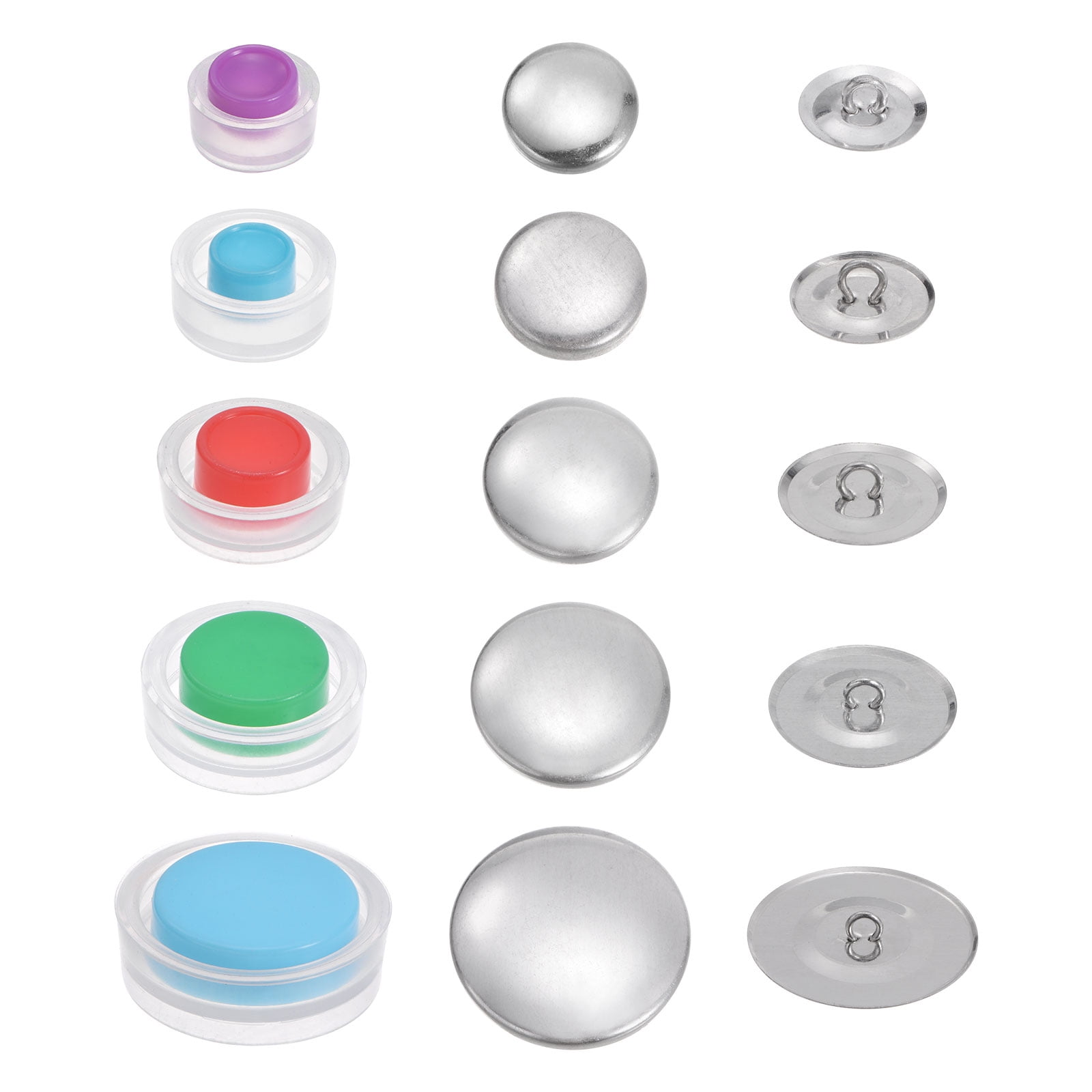 100 Sets Self Cover Button Kit 5 Size Metal Aluminum Button with 5 ...