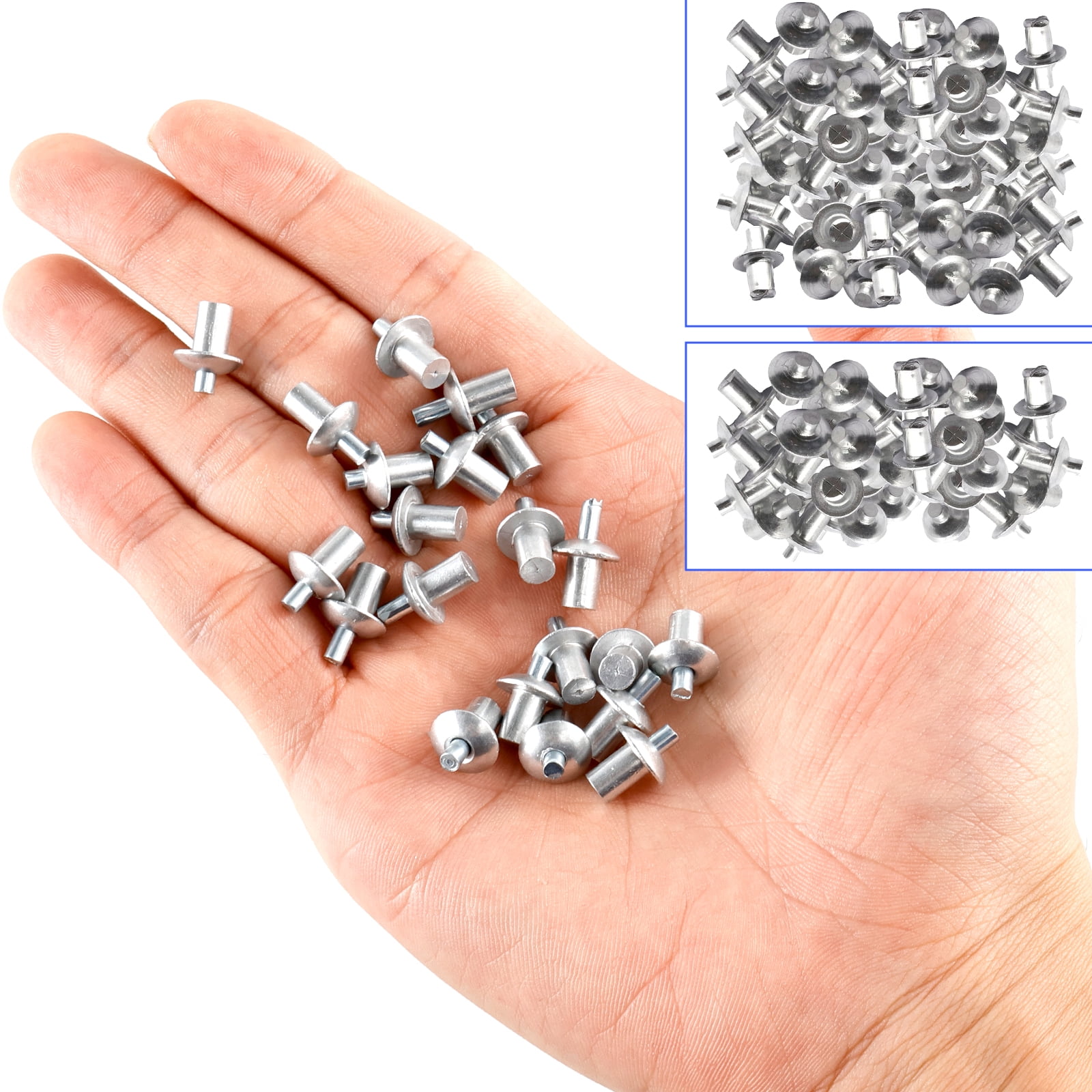 100 Sets Silver Button Spikes and Studs Rivet Round Head Rivet Set ...