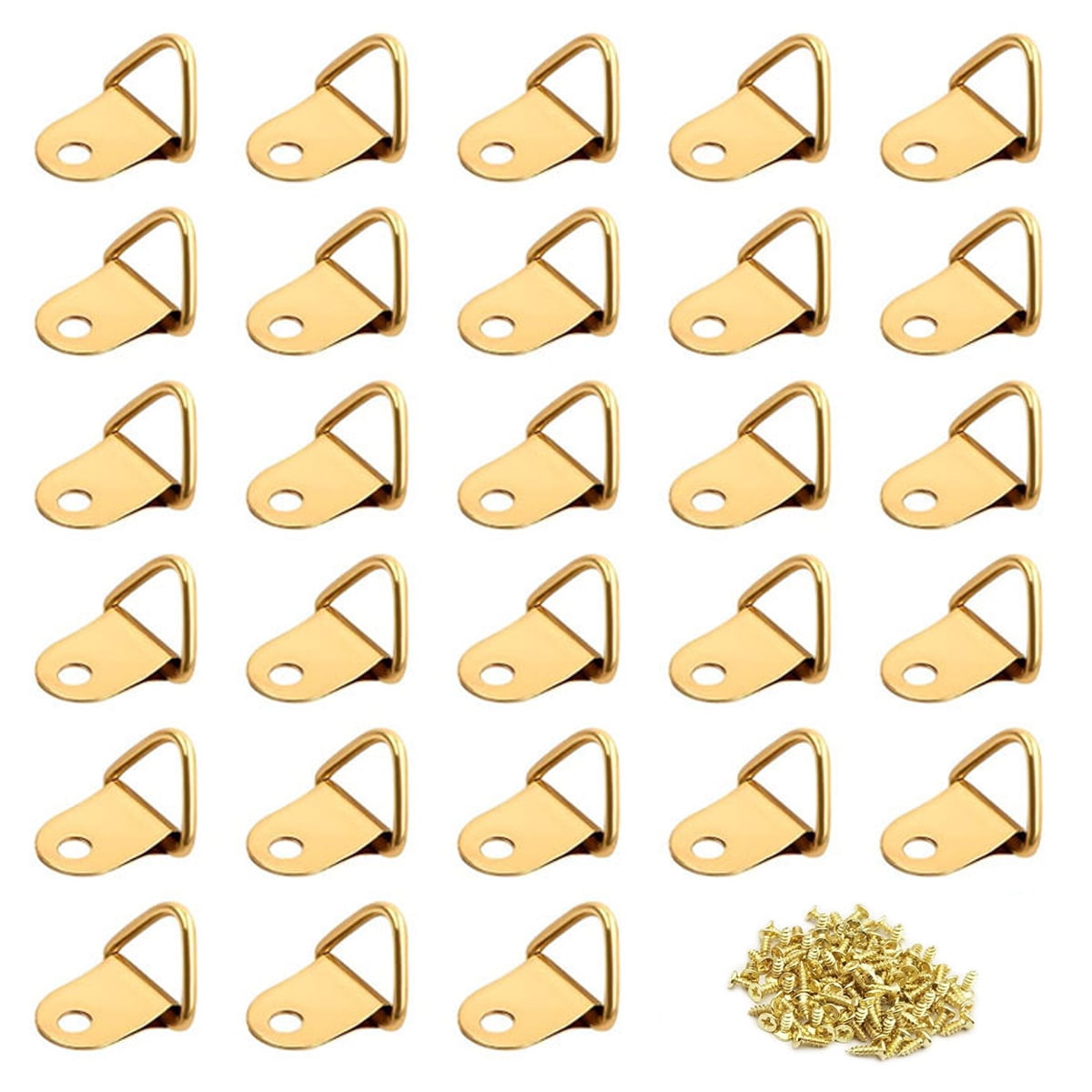 100 Sets Small Triangle Ring Steel Picture Hangers with Screws Picture ...