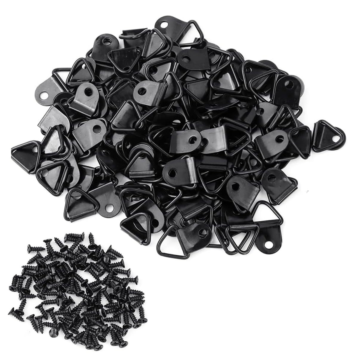 100 Sets Small Triangle Ring Steel Picture Hangers with Screws Picture ...