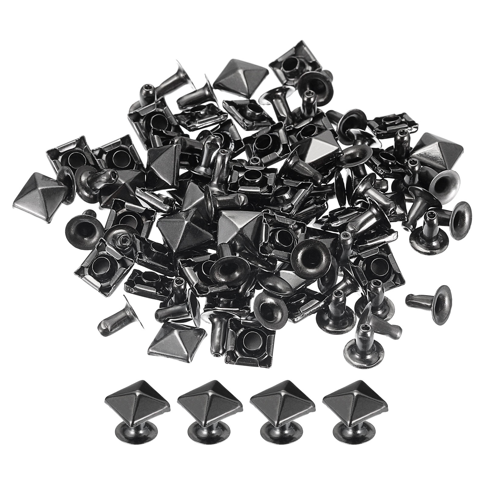 100 Sets Spike Rivet 7mm Pyramid Rapid Rivet Studs Square Spikes Gun ...