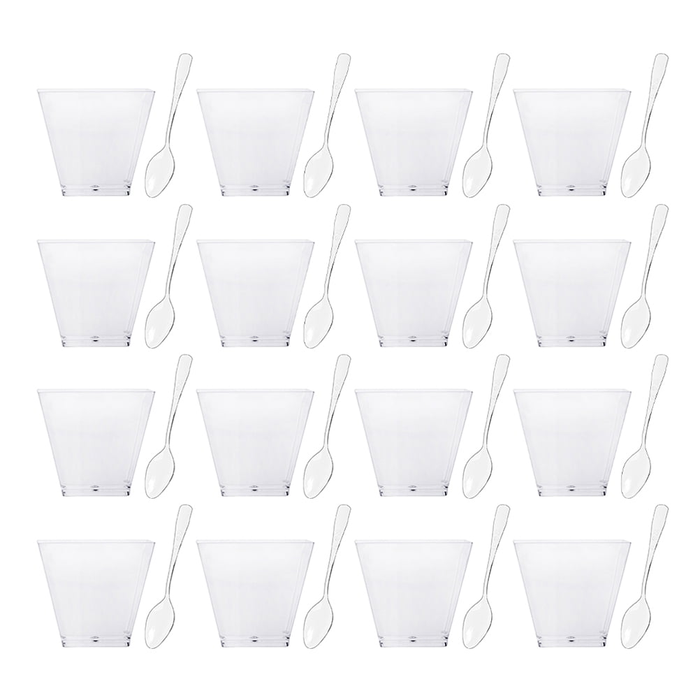 100 Sets Square Dessert Cups Clear Appetizer Cups Party Serving Cups ...