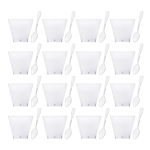 100 Sets Square Dessert Cups Clear Appetizer Cups Party Serving Cups ...