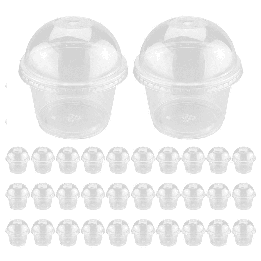 100 Sets Transparent Pudding Cup Ice Cream Plastic Bowls Food ...