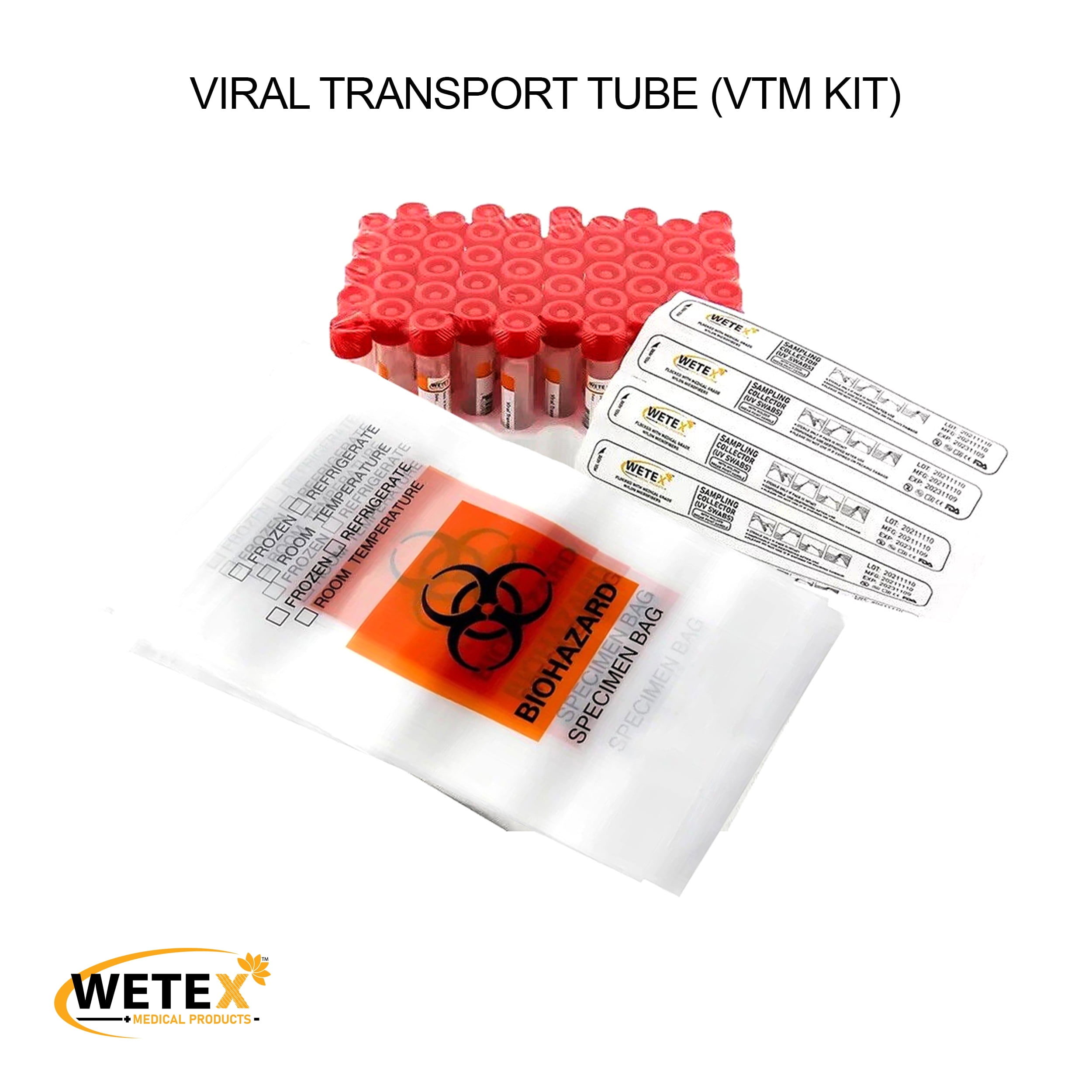 100 Sets Viral Transport Tube VTM Kit, 3mL Medium Non-Inactivated, FDA ...