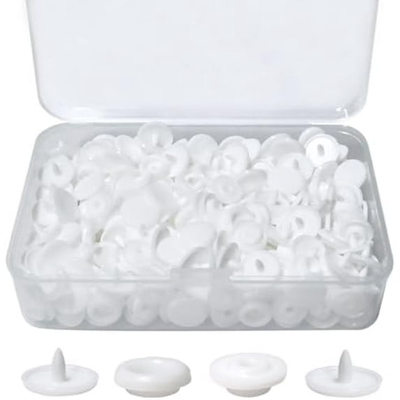 100 Sets White T5 Plastic Snaps Round Resin Snaps Buttons for Clothing ...