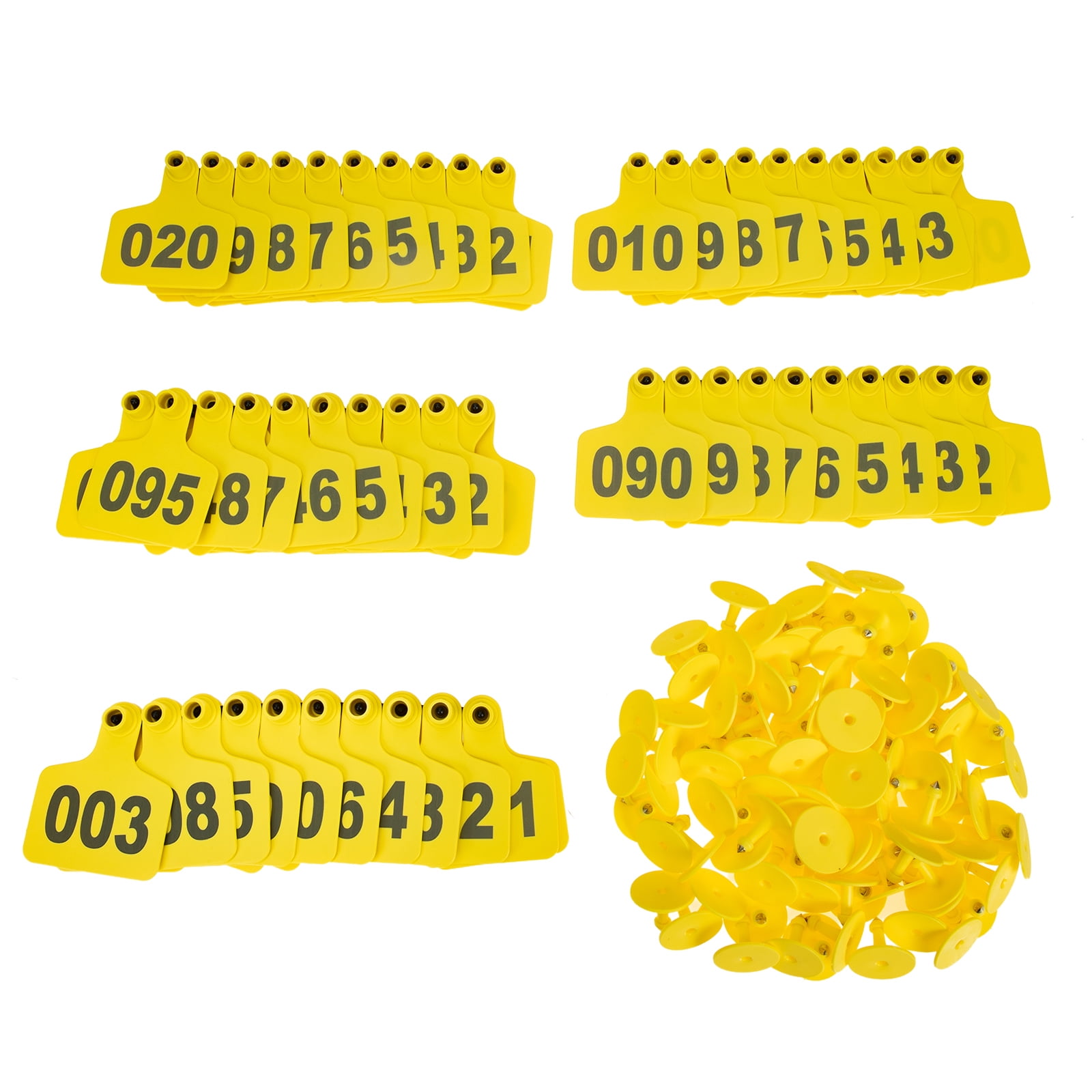 Yellow Plastic Ear Tags for Farm Animals Identification 100 Sets ...