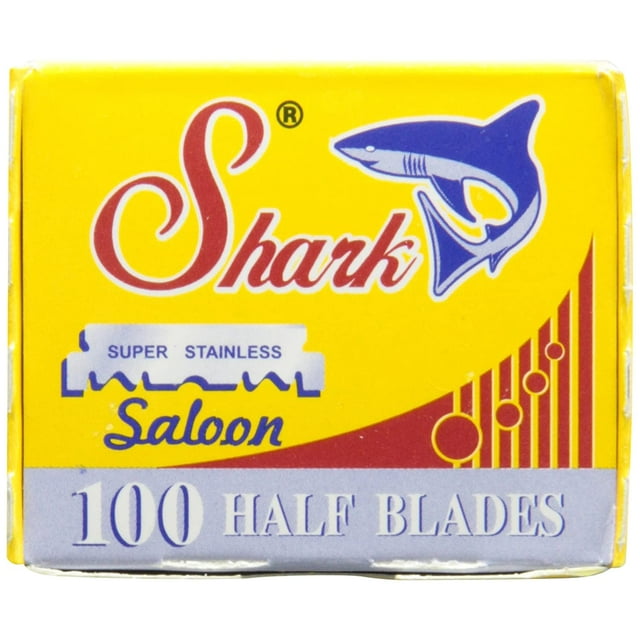 100 Shark Super Stainless Straight Edge Barber Razor Blades for ...