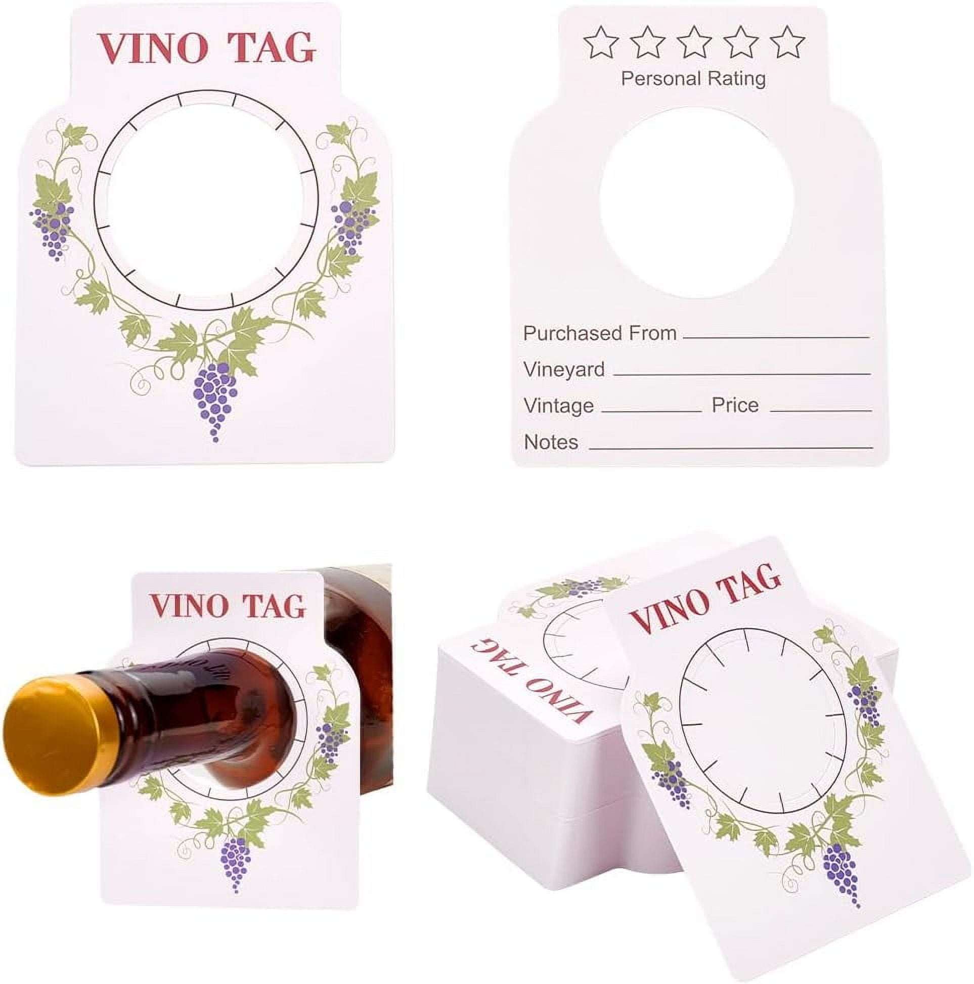 100 Sheet 100 Pcs Wine Rating Card Tags 1.55inch Hole Paper Wine Bottle ...