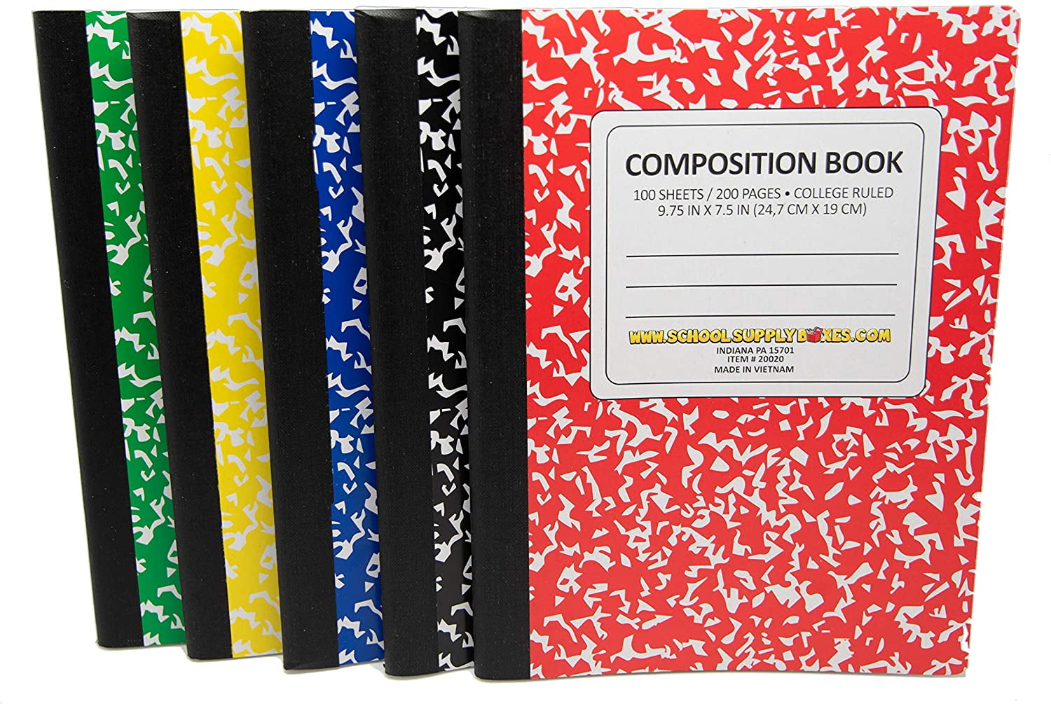 School Supply Boxes - 5 College Ruled Composition Books - 100 Sheet ...