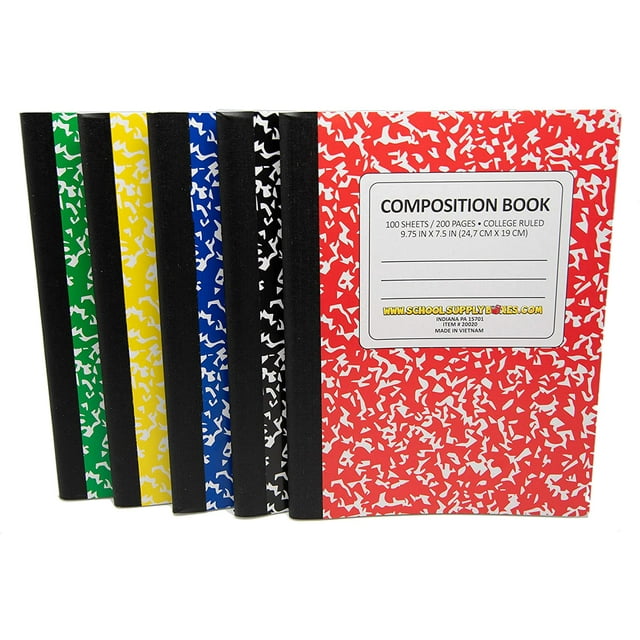 School Supply Boxes - 5 College Ruled Composition Books - 100 Sheet ...
