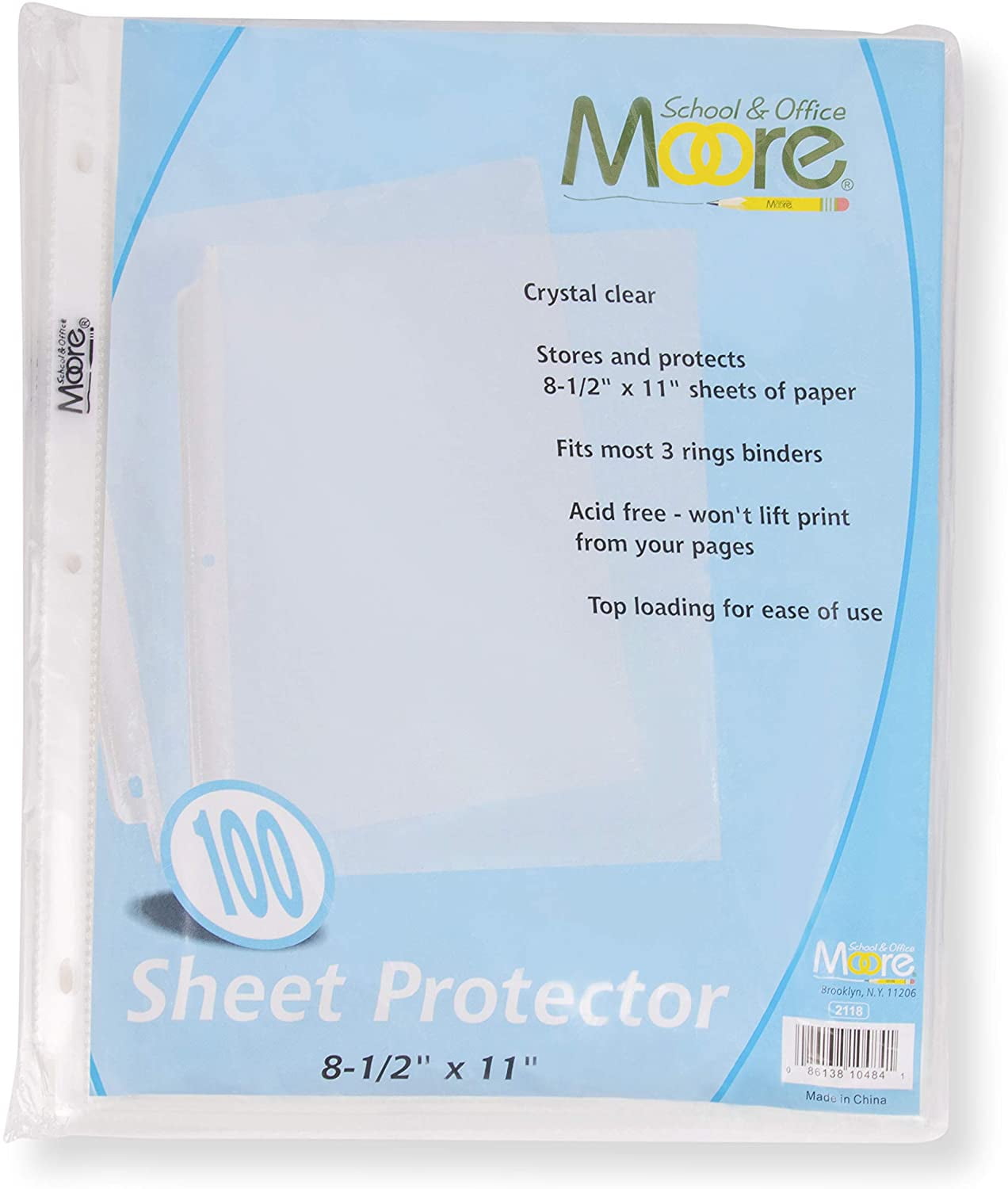 100 Sheet ors, Holds 8.5 x 11 inch , Clear, Reinforced, Fit Standard 3 ...