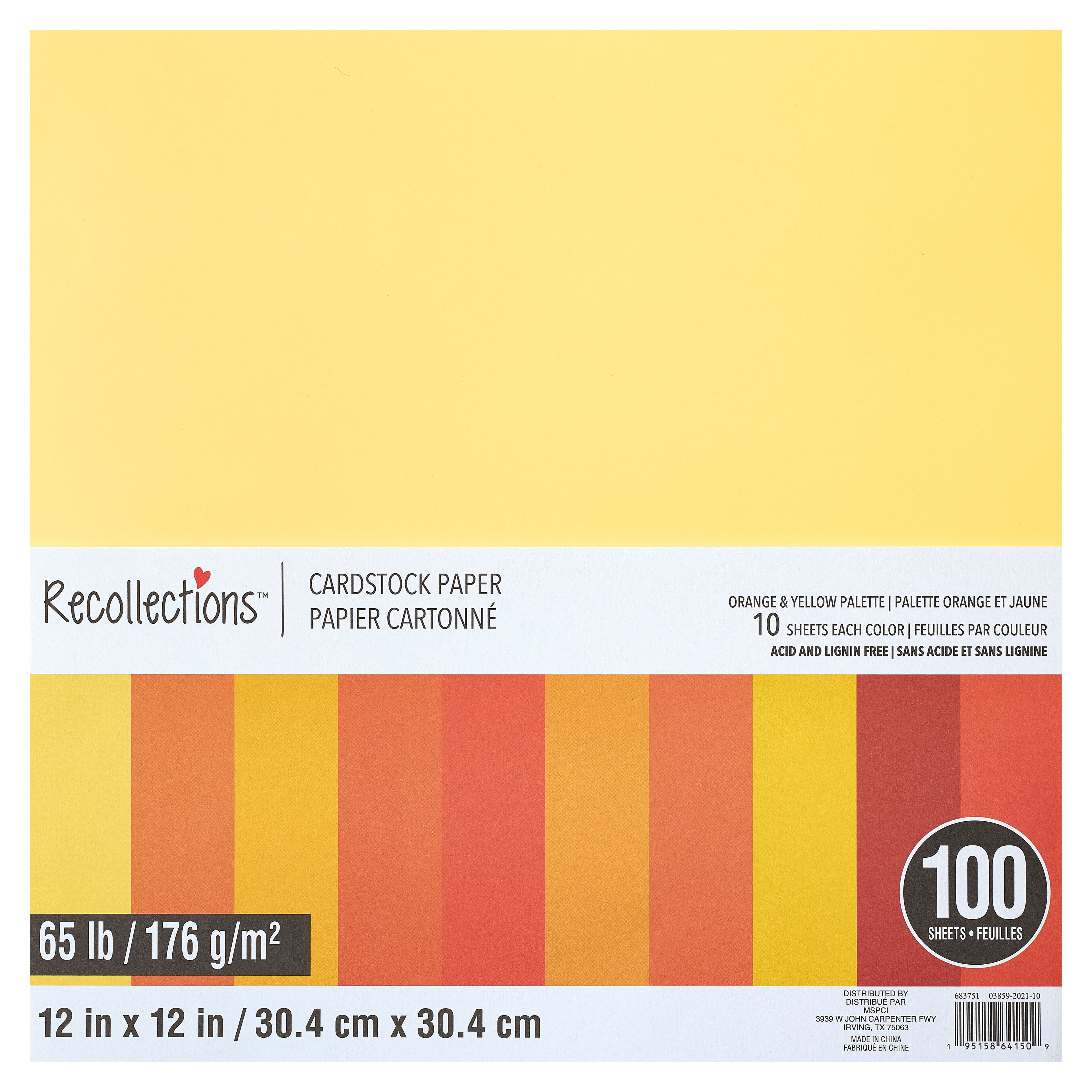 100 Sheets Orange & Yellow Palette 12” x 12” Cardstock Paper by ...
