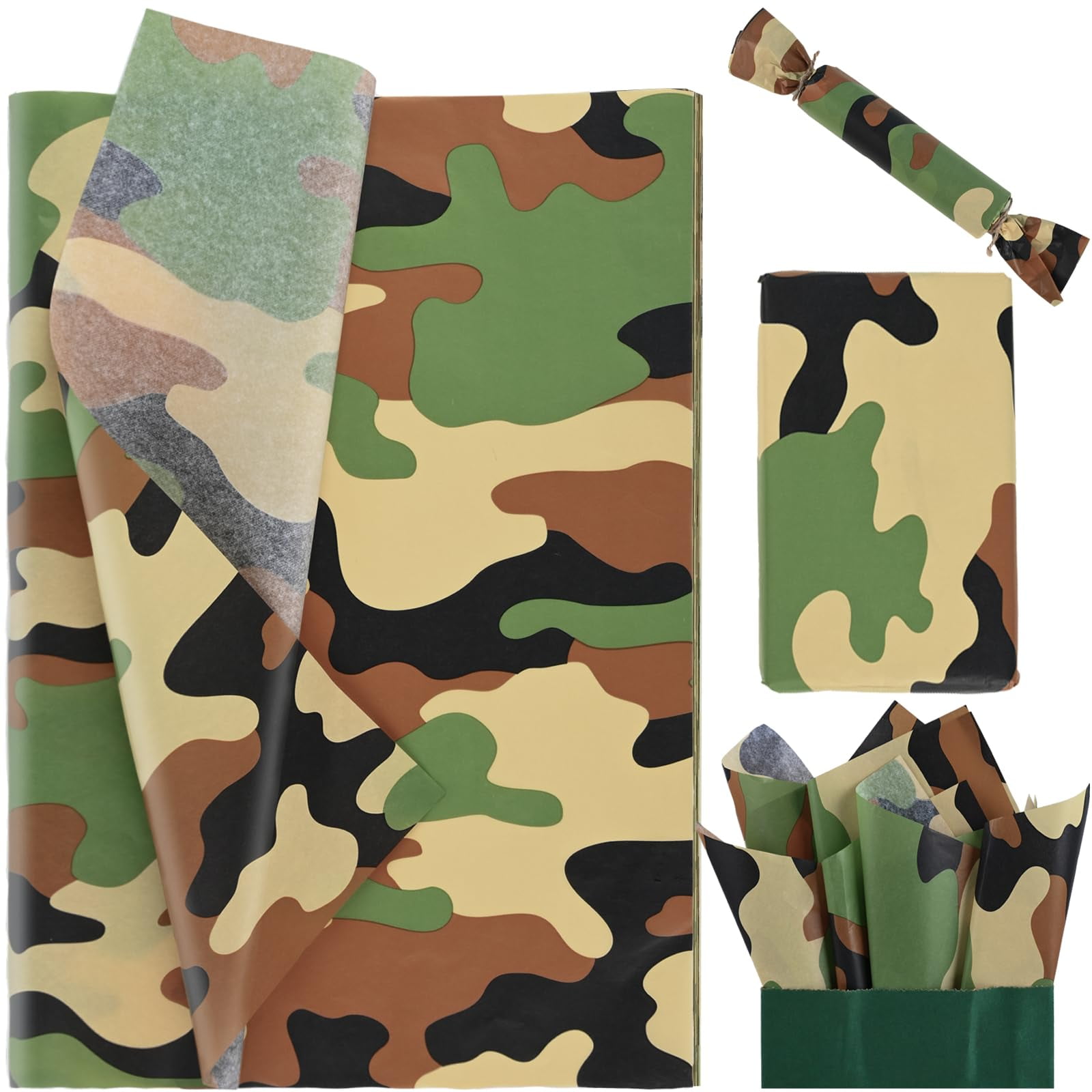 100 Sheets 20 * STF9 14 Inches Camo Tissue Paper for Gift Wrapping ...