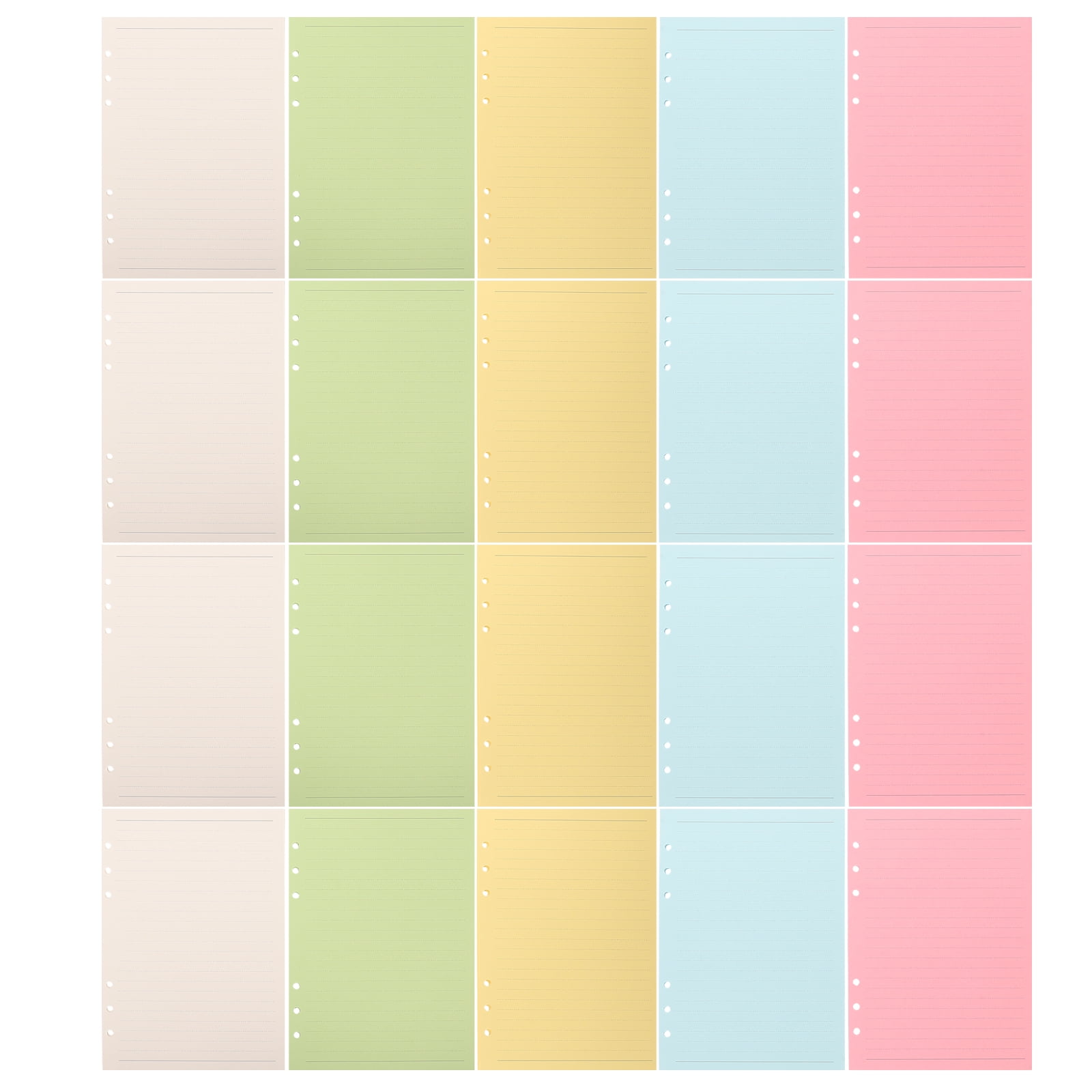 100 Sheets 6 Hole Punched Lined Paper A5 Loose Leaf Paper 5 Colors For ...