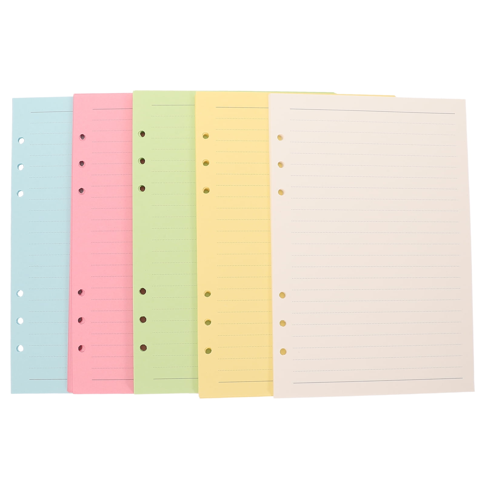 100 Sheets 6 Hole Punched Lined Paper A5 Loose Leaf Paper 5 Colors For ...