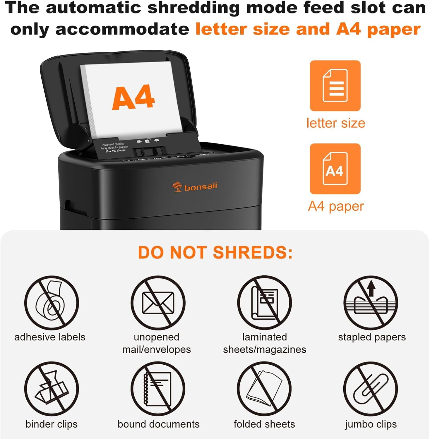 100 Sheets Auto Feed Paper Shredder, Up to 30 Minutes Shredders for ...