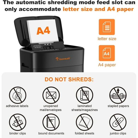 100 Sheets Auto Feed Paper Shredder, Up to 30 Minutes Shredders for ...