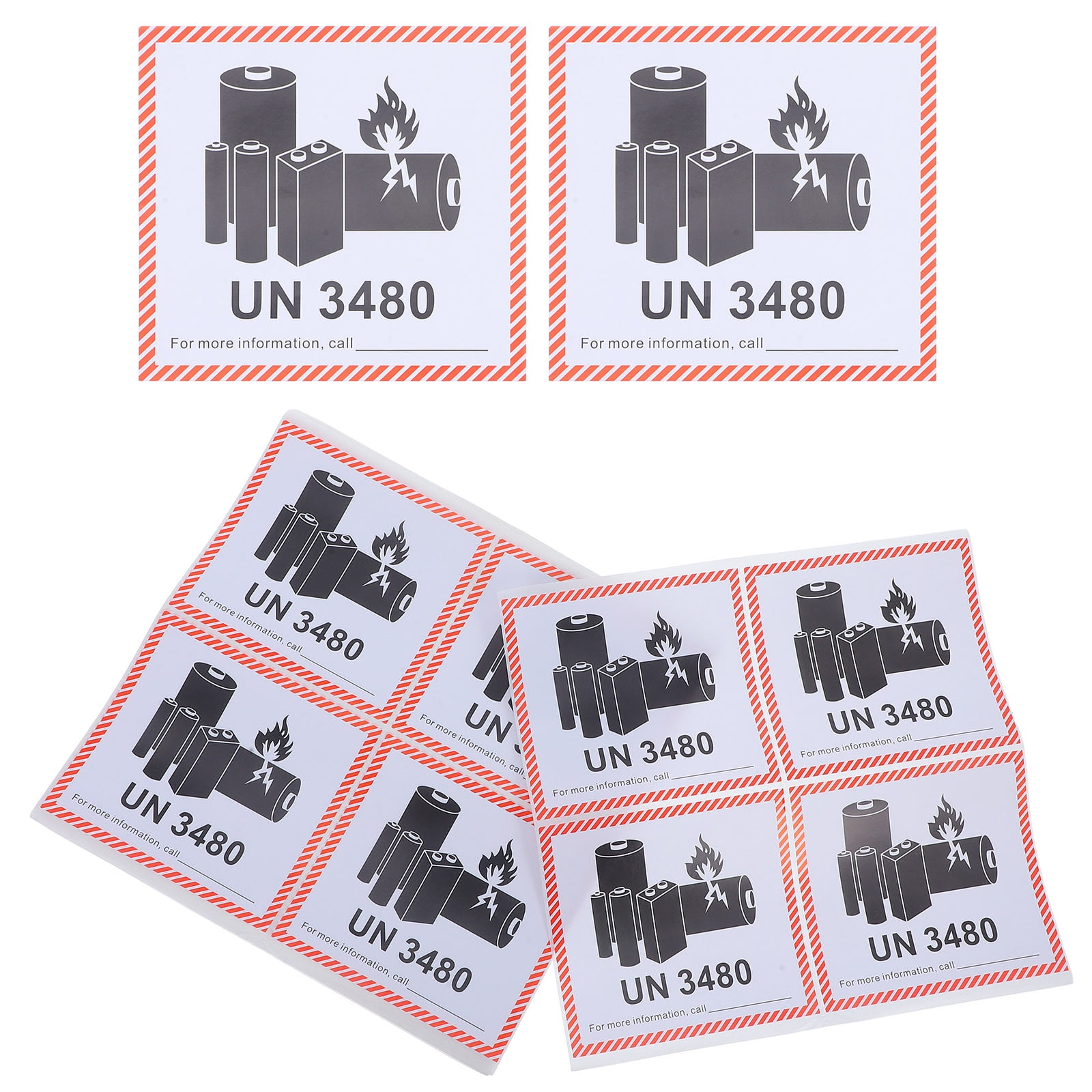 100 Sheets Battery Fire Label Labels Warning Lithium Caution Shipping ...