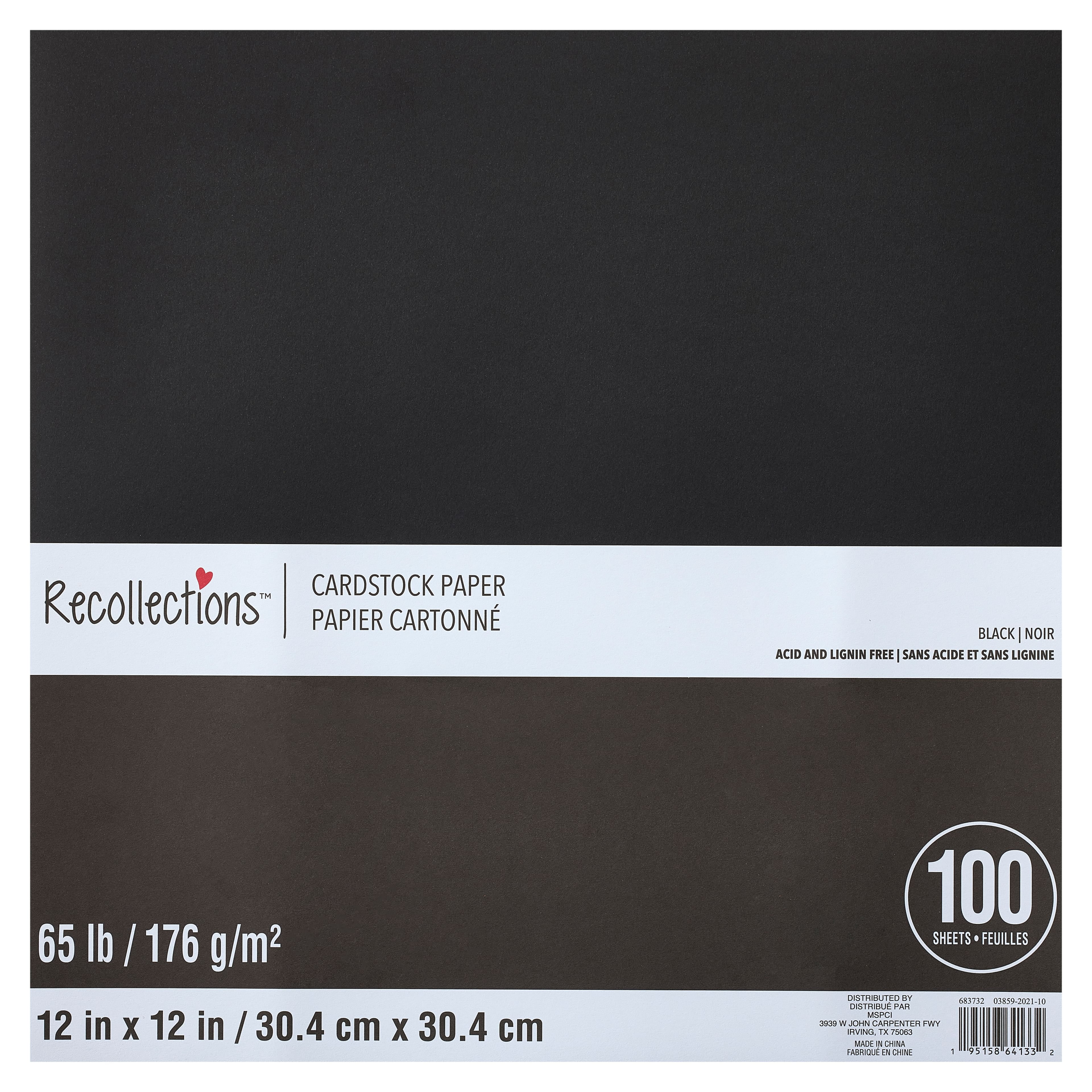 100 Sheets Black 12" x 12" Cardstock Paper by Recollections - Acid and ...
