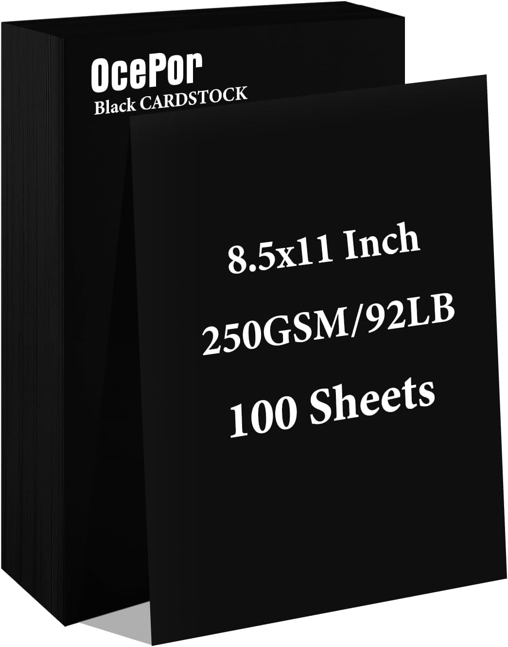 100 Sheets Black Cardstock 8.5” x 11”, 92lb/250gsm Black Card Stock ...