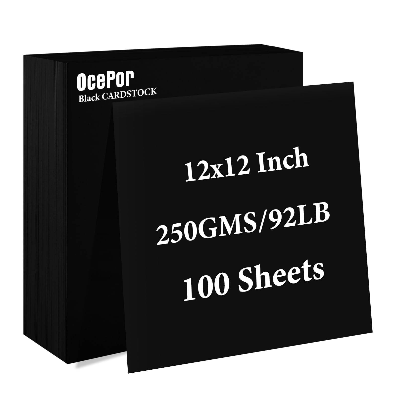 100 Sheets Black Cardstock TSF6 12” x 12”, 92lb/250gsm Black Card Stock ...