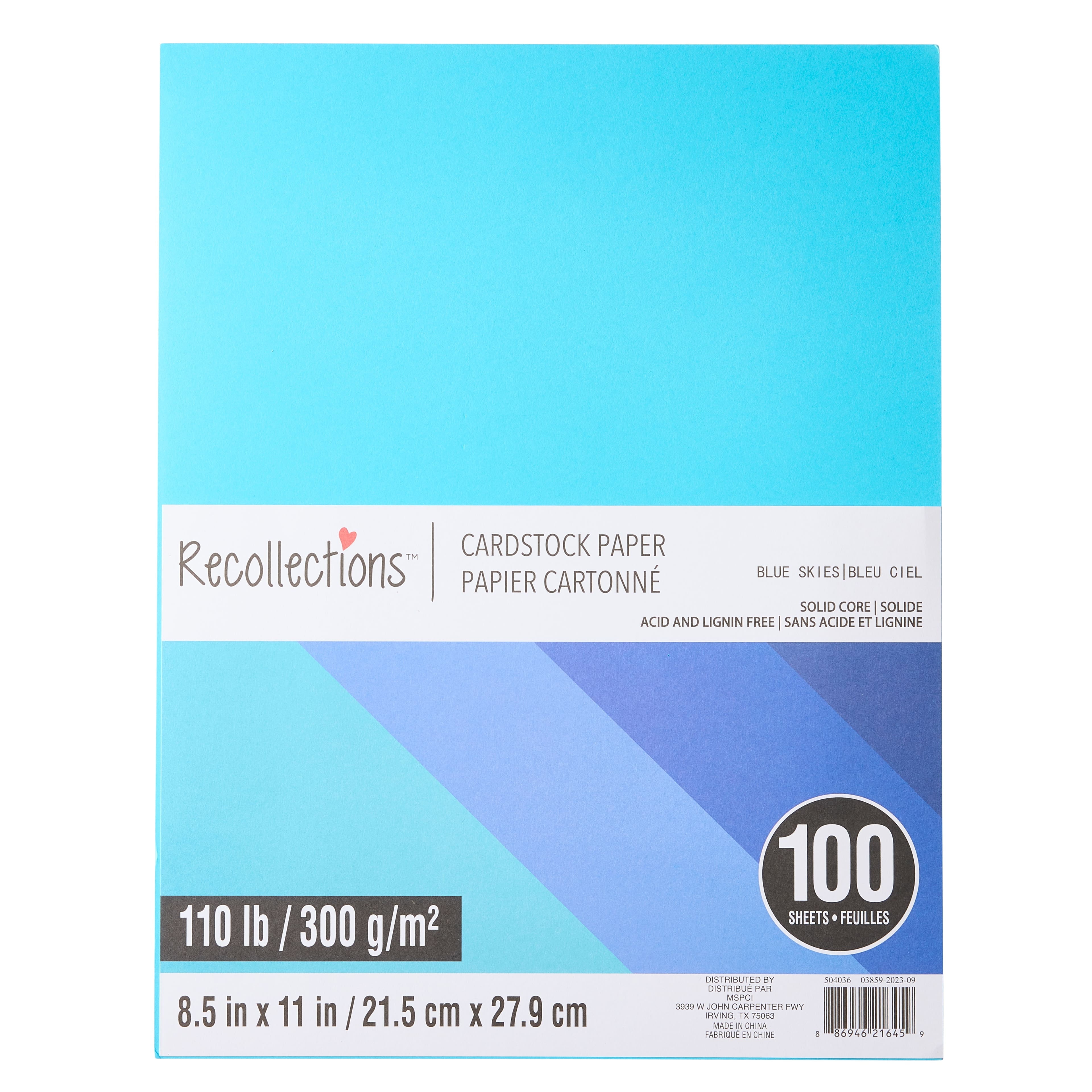 100 Sheets Blue Skies 8.5” x 11” Cardstock Paper by Recollections ...