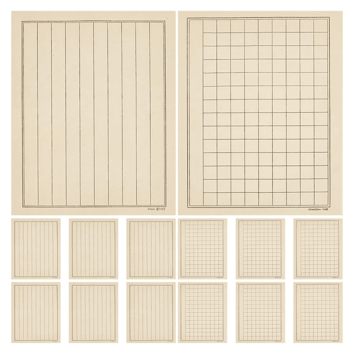 100 Sheets Chinese Calligraphy -Paper with 2 Styles Grids Japanese Sumi ...